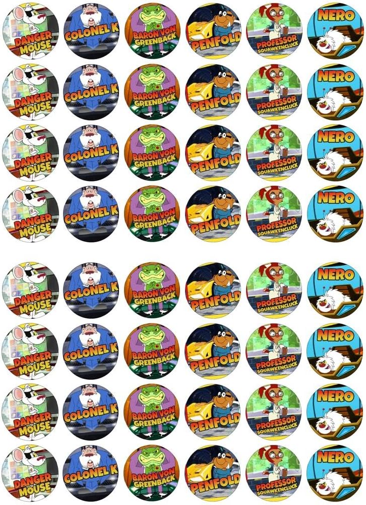 48 x Danger Mouse Cake Toppers Printed on Icing : Amazon.co.uk: Grocery
