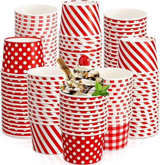 Amazon.com: Zubebe 60 Pieces 9 oz Paper Ice Cream Cups Dot Striped ...
