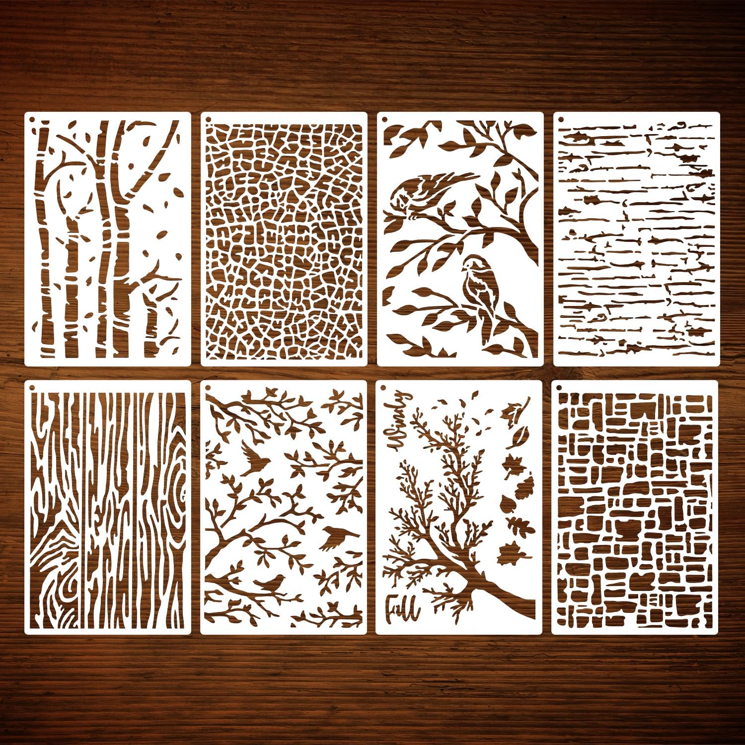 8 Stuks Herbruikbare Boom Stencil Patronen voor Handwerk - Teken en ...
