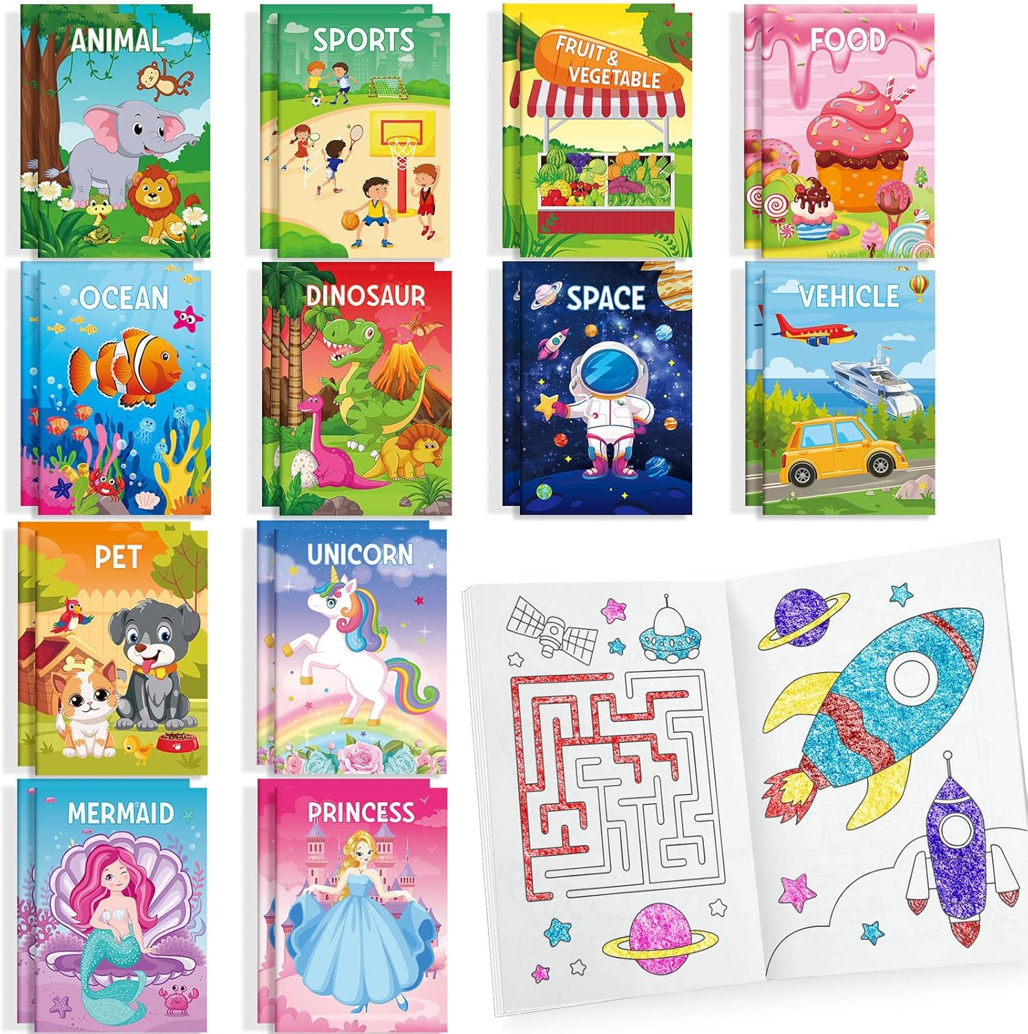 Amazon.com: 24 Coloring Books For Kids Party Favors Bulk Mini Coloring ...