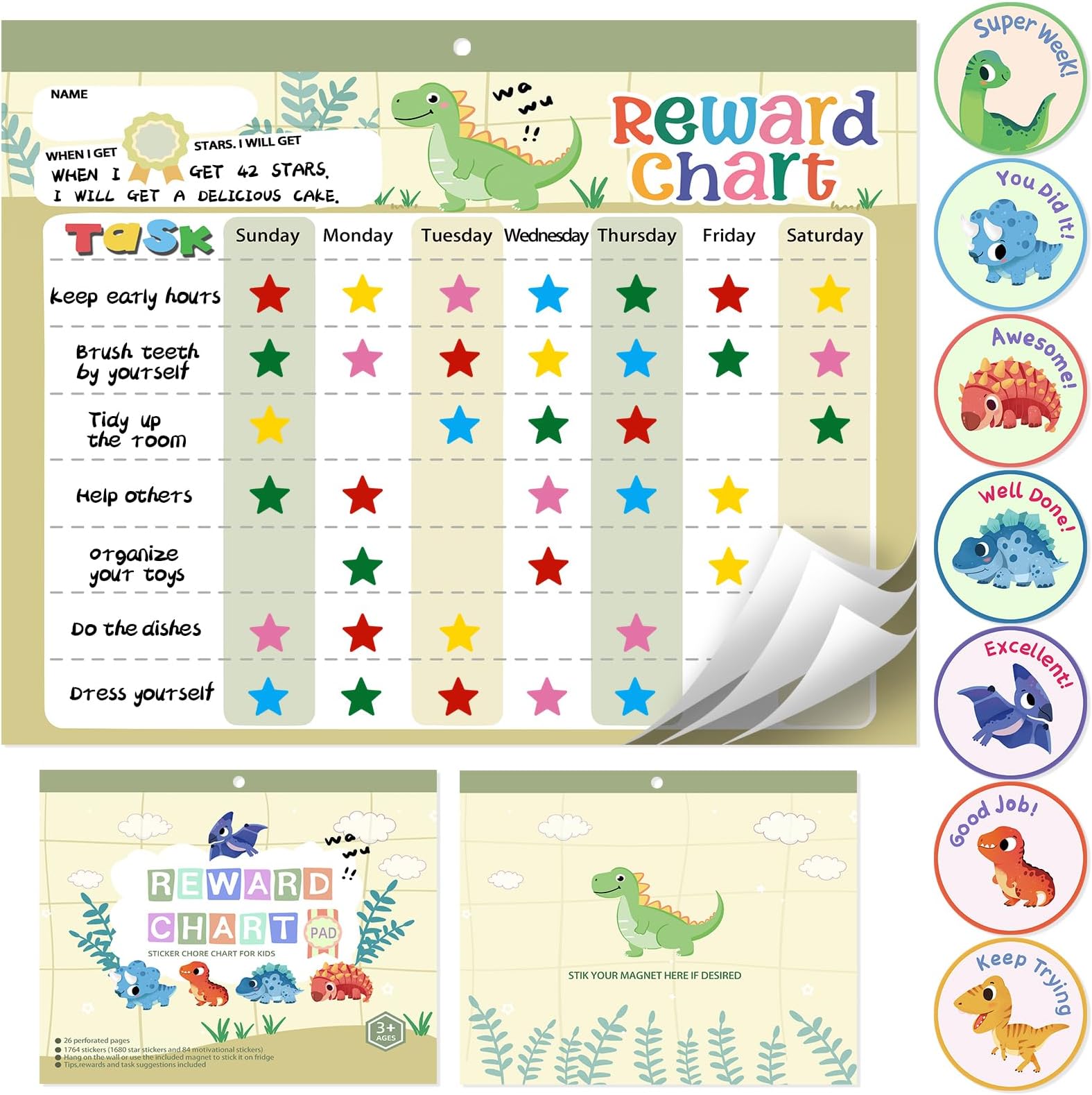 Amazon.com: Magnetic Reward Chart for Kids at Home, Behavior Chart Pad ...