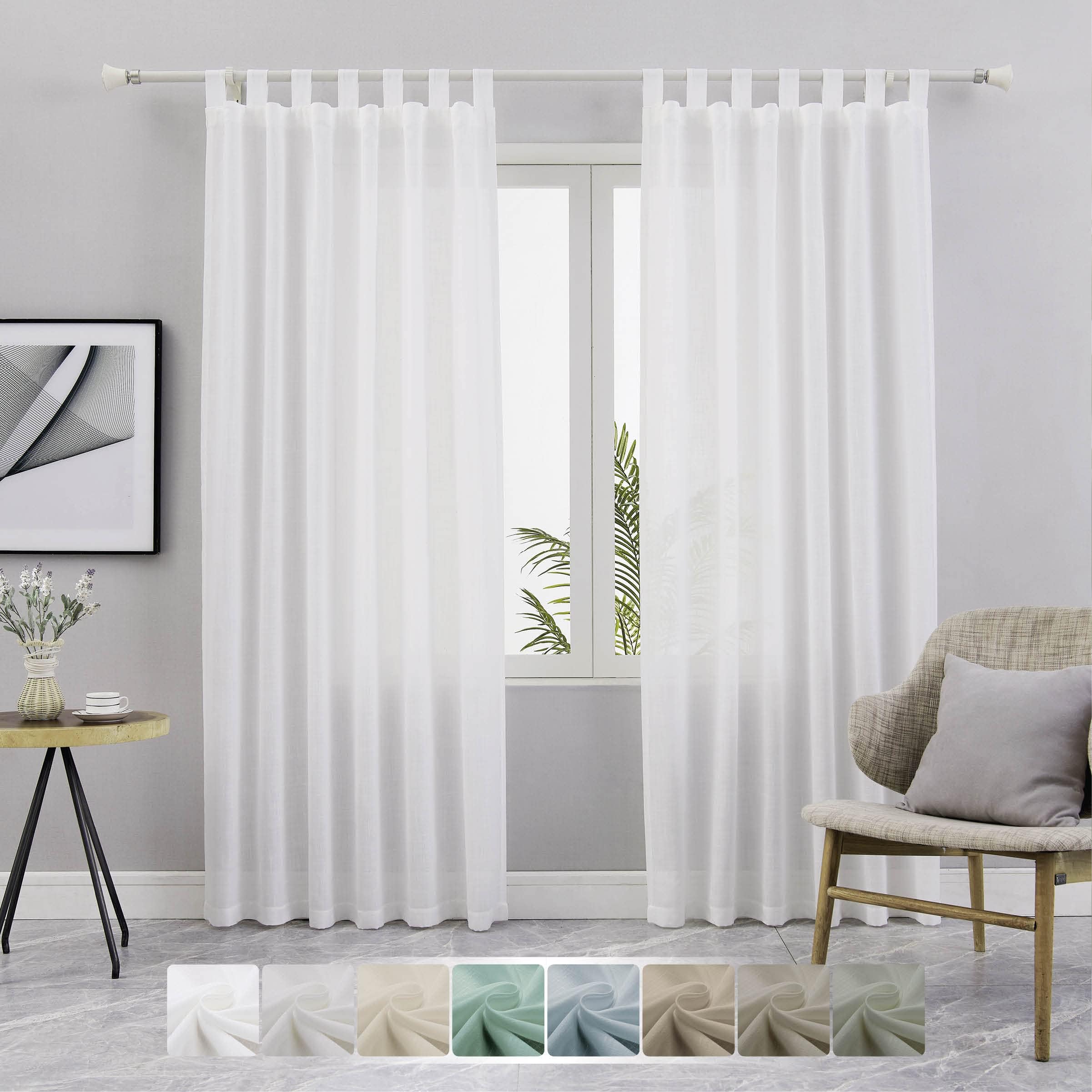 Amazon.com: COTTON CRAFT White Curtain Window Panel Drapes - Set of 2 ...