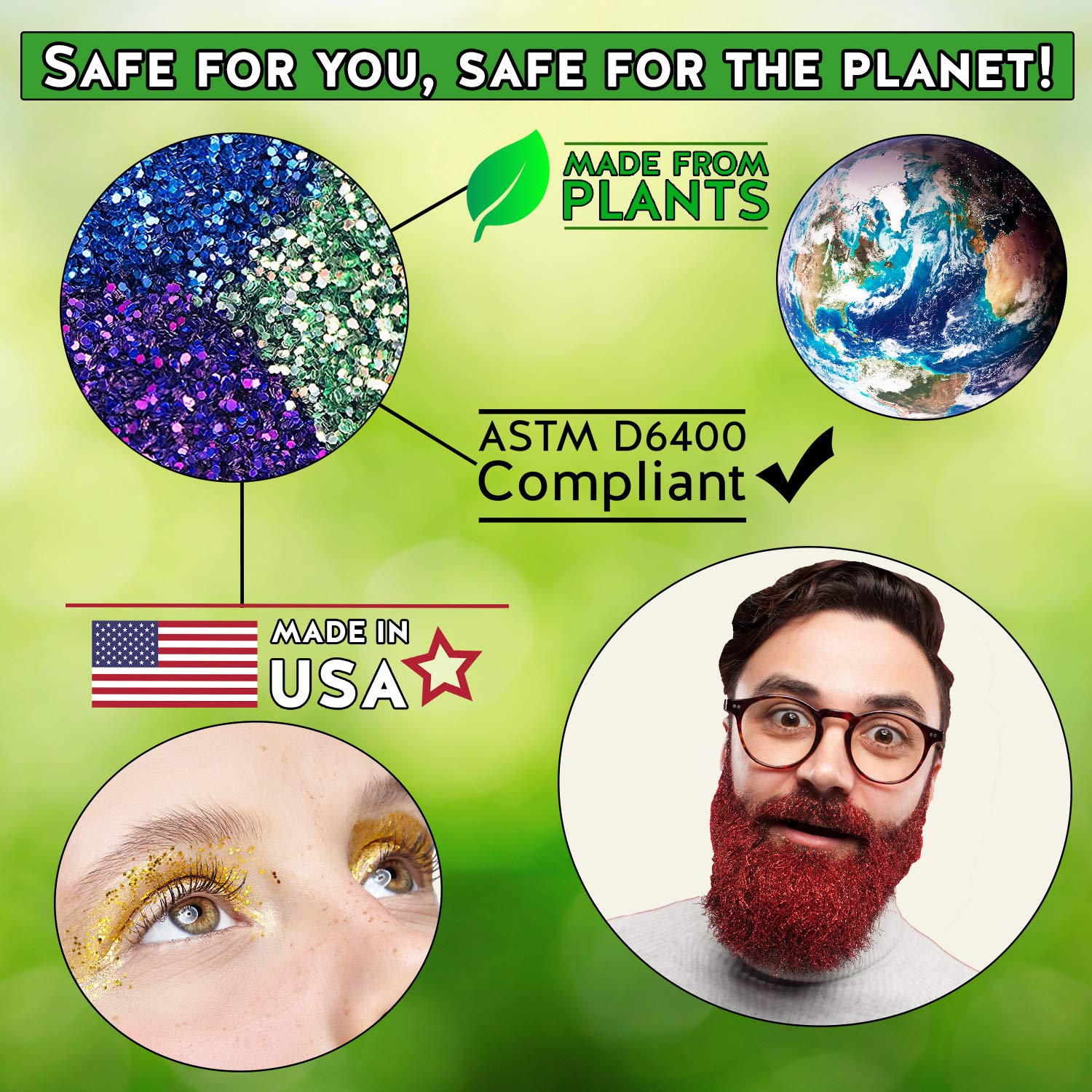 Diamantina biodegradable hecha de celulosa vegetal respetuosa con la ...