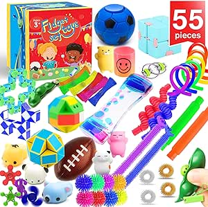 Amazon.com: PP PHIMOTA Sensory Toys Set 55 Pack, Stress Relief Fidget Hand Toys for Adults and ...