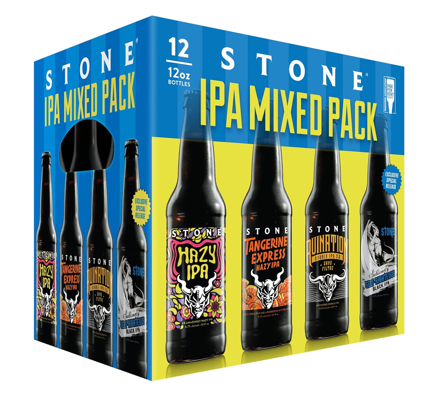 Amazon.com: Stone IPA Variety Pack, 12 pk, 12 oz bottles, 8.2% ABV ...