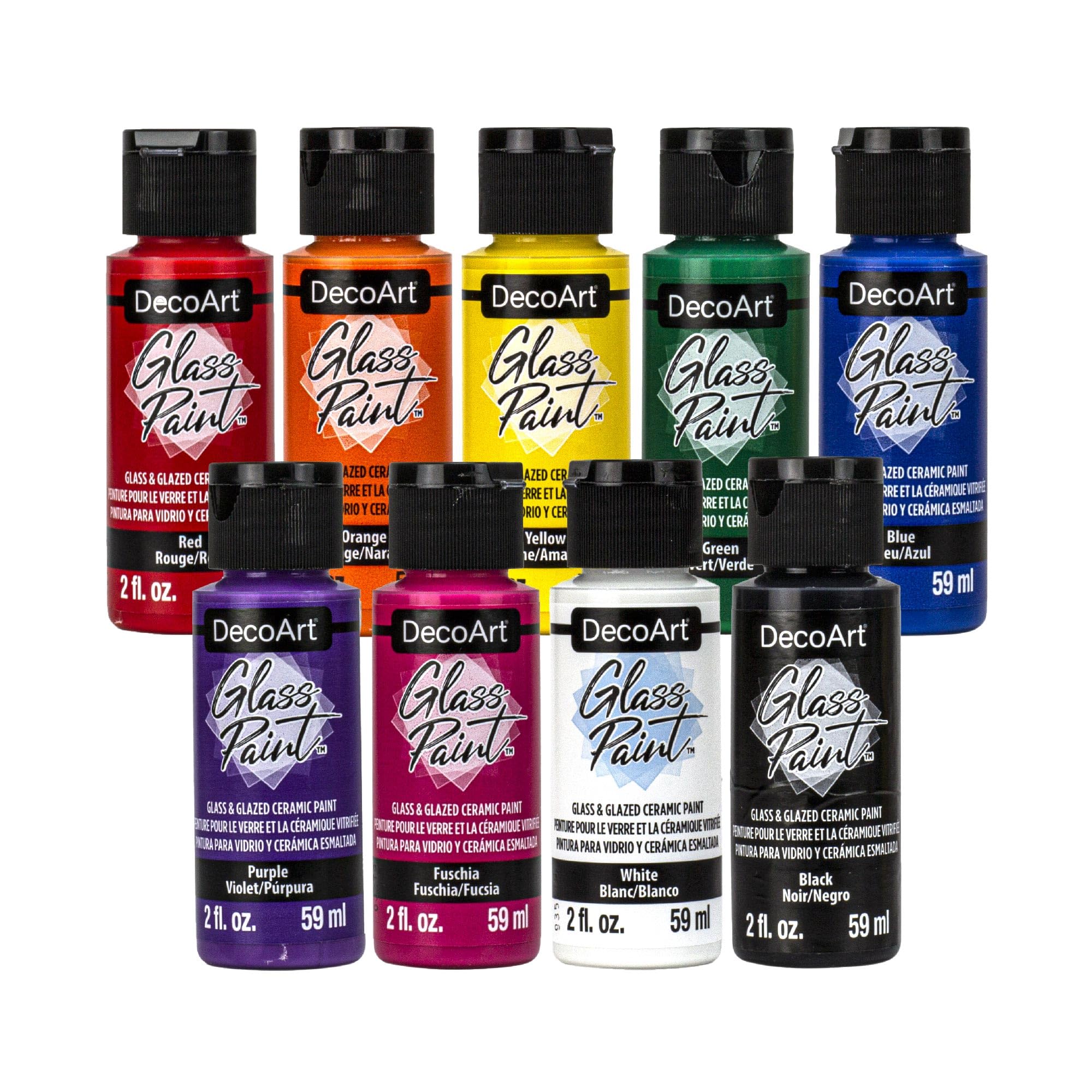 Snapklik.com : DecoArt Acrylic Glass Paint Set Primary Colors, 9 Bottles