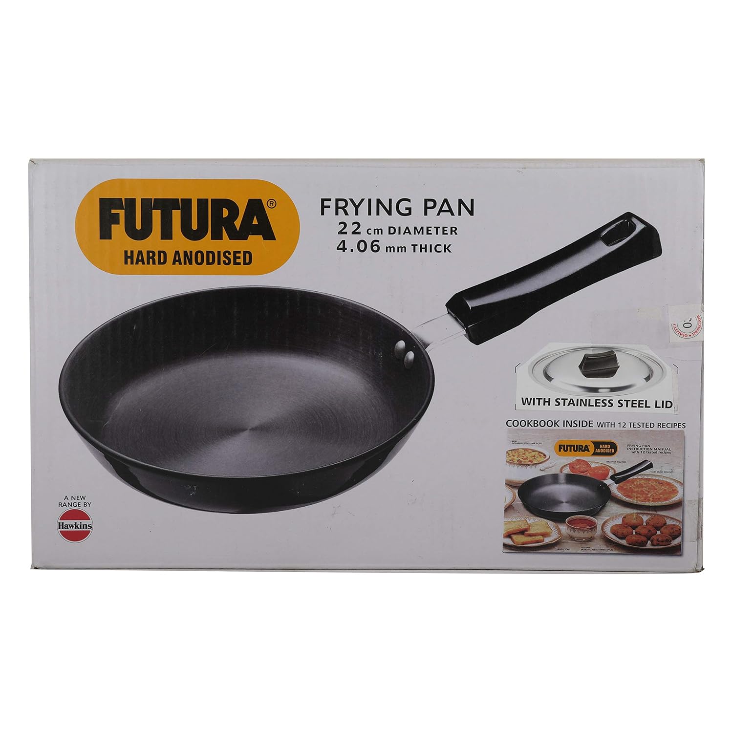Buy Futura Hard Anodised Frying Pan with Stainless Steel Lid, 22 cm, 1 ...