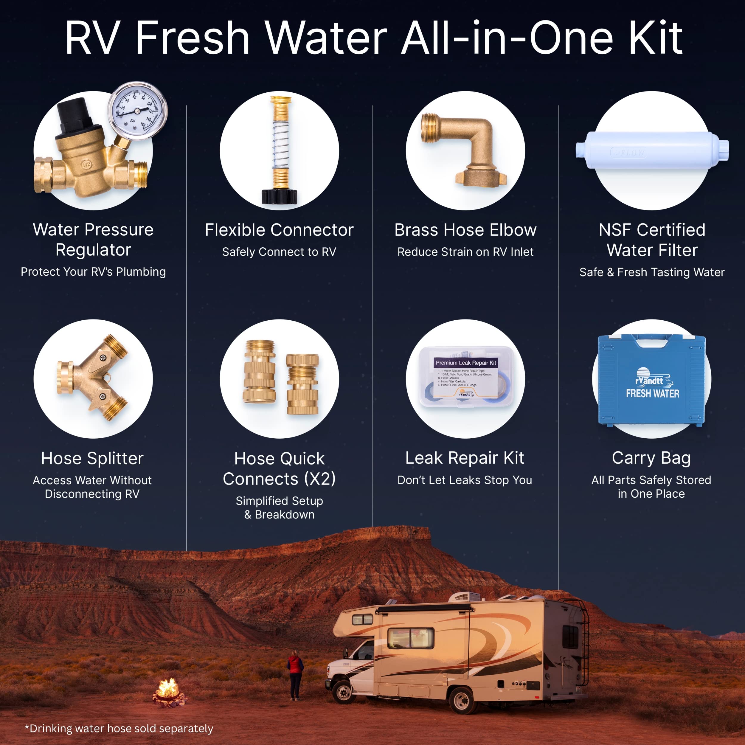 Snapklik.com : RV Fresh Water Kit - RV Water Pressure Regulator, Inline ...