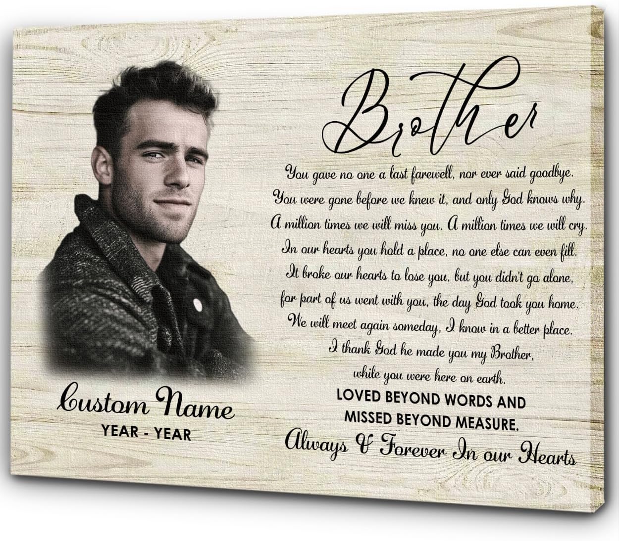 Amazon.com: INSPIAMZUE Brother Remembrance Personalized Canvas ...
