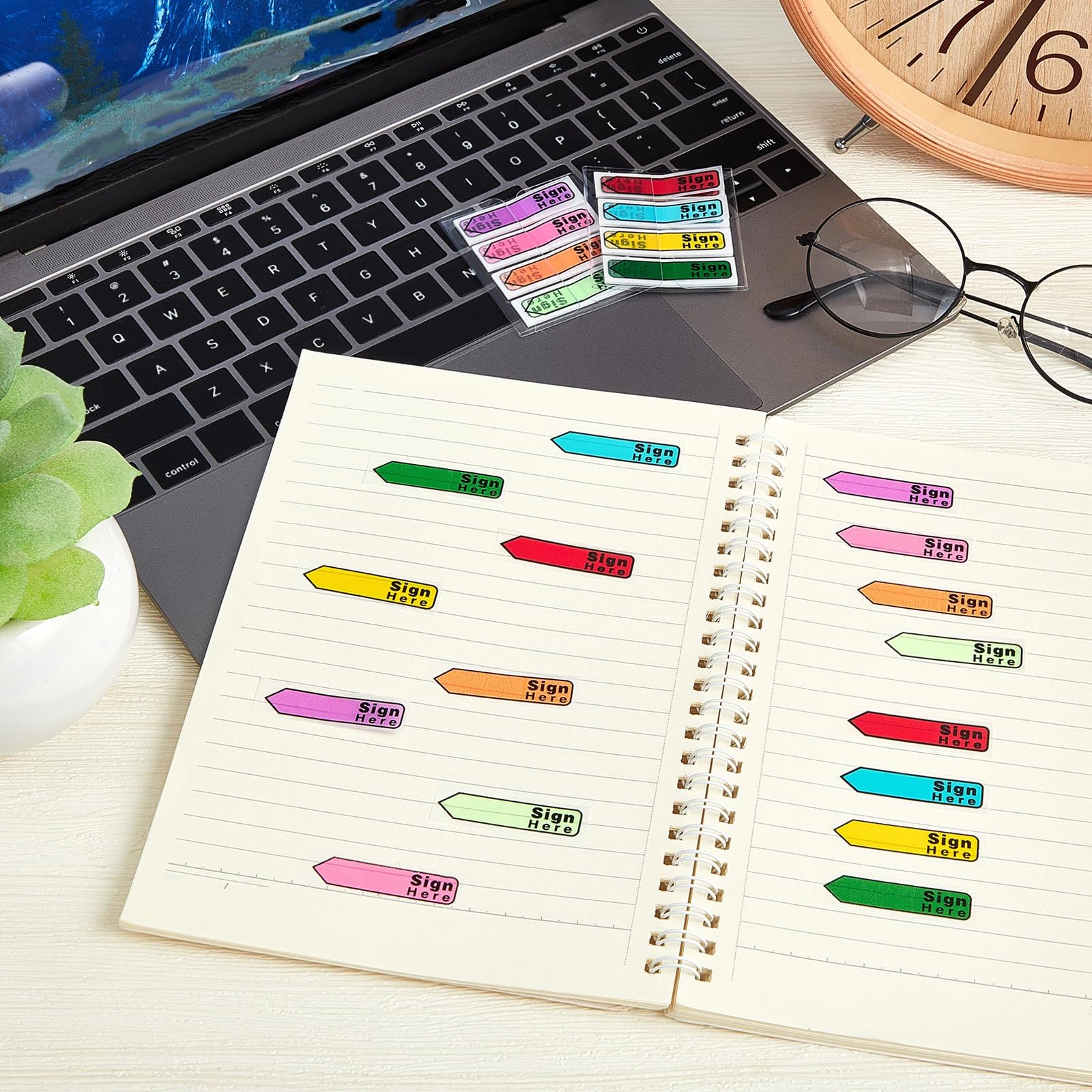 Snapklik.com : Tatuo 4800 Pcs Sign Here Tabs Colored Flag Stickers Self ...