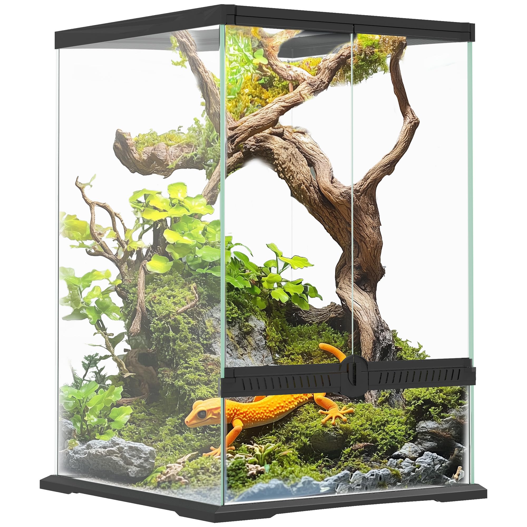 PawHut Glass Reptile Terrarium, 40L Vivarium for Lizards, Frogs, Snakes ...