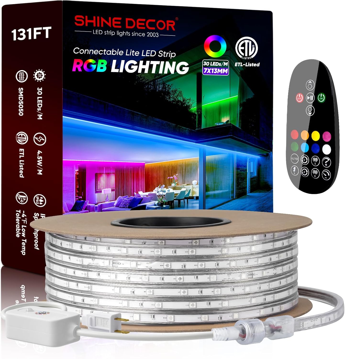 Amazon.com: Shine Decor AC120V Lite LED Strip RGB, -4℉ Cold-Resistant ...