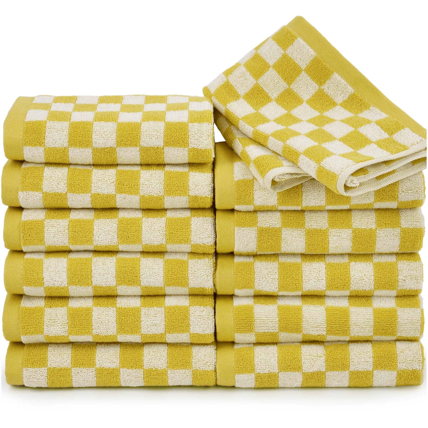 Amazon.com: Super Soft Wash Cloths(Mustard Yellow Checkered), 12 Pack ...