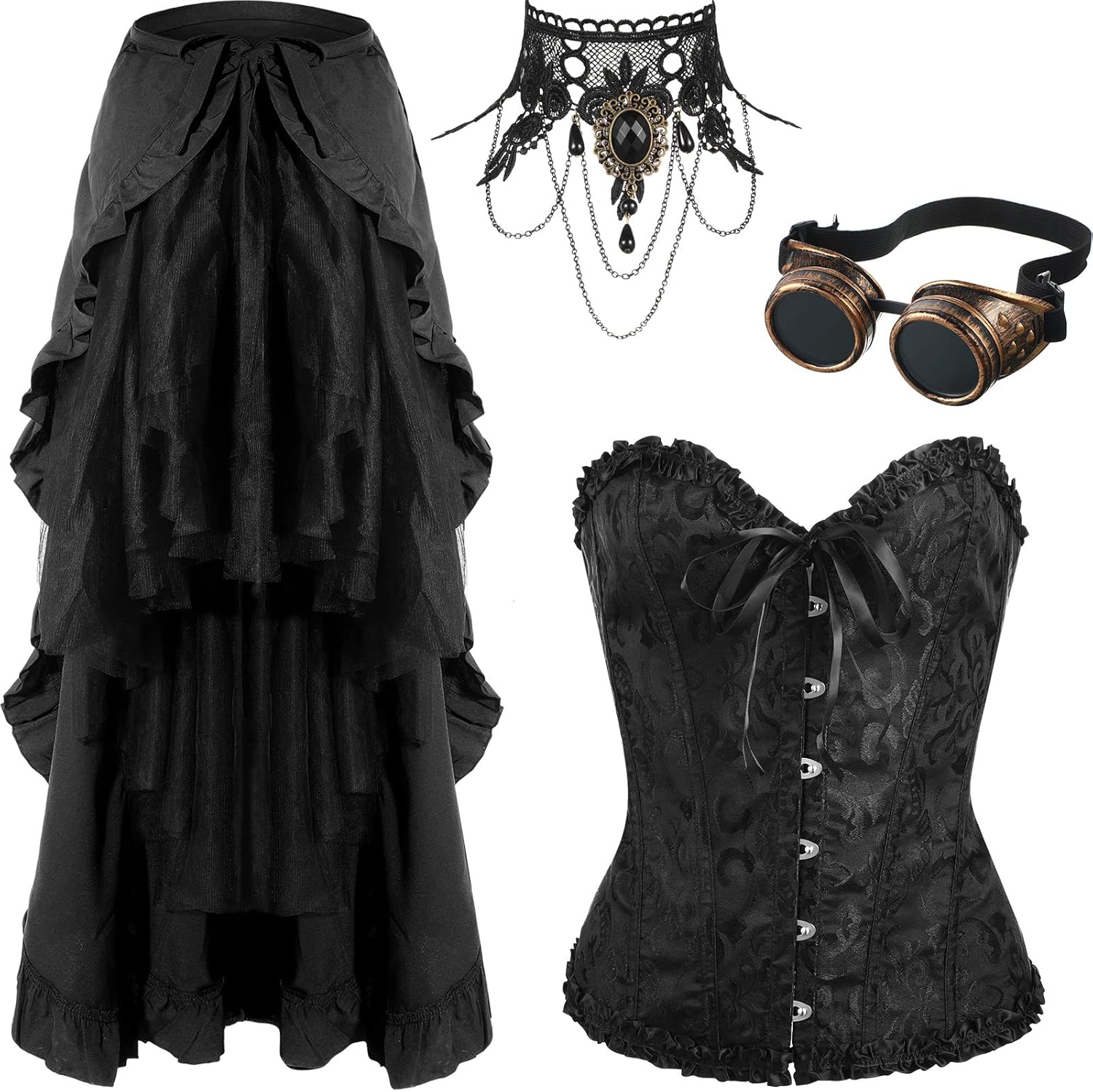 Set de Traje de Cosplay Victoriano Steampunk Falda Envolvente Gótica ...