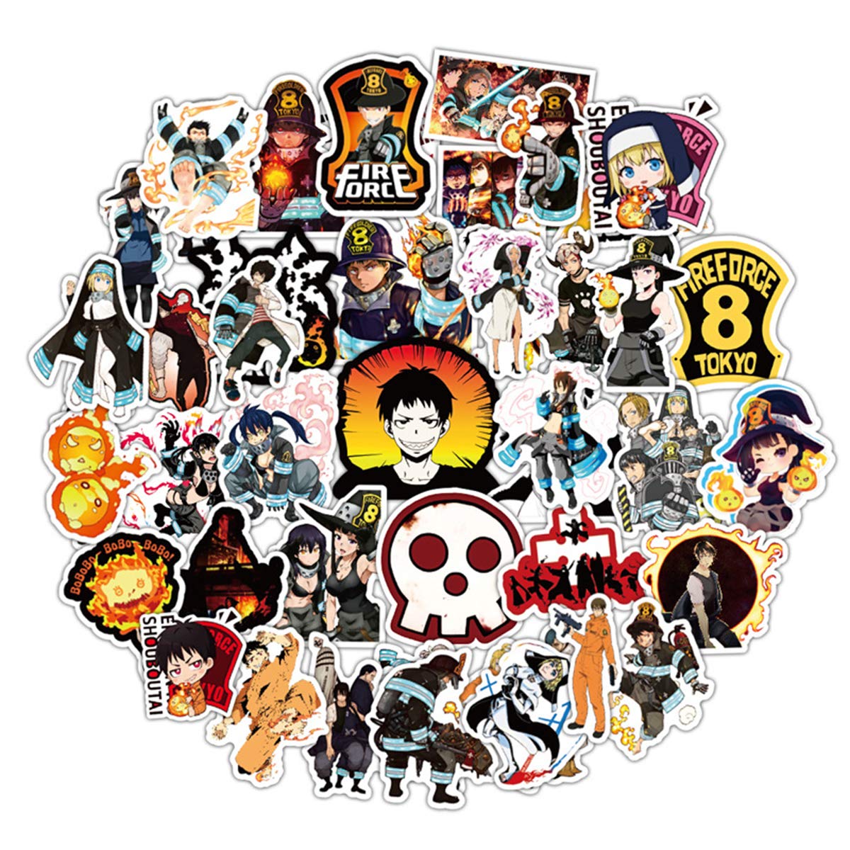Fire Force Anime Sticker Pack Of 50 Stickers Waterproof Durable fire-force-anime-sticker-pack-of-50-stickers-waterproof-durable