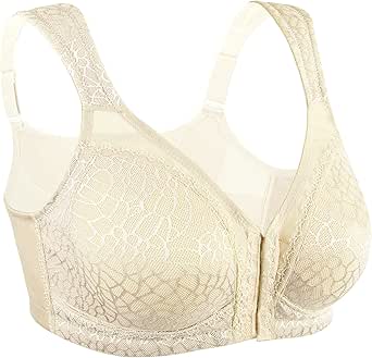 HACI Full Coverage Non Padded Front Closure Bra(Nude,44DDD) at Amazon ...