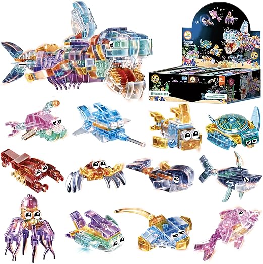 Amazon.com: YCJZXMS 12 Piece Set of Marine Animal Building Blocks ...