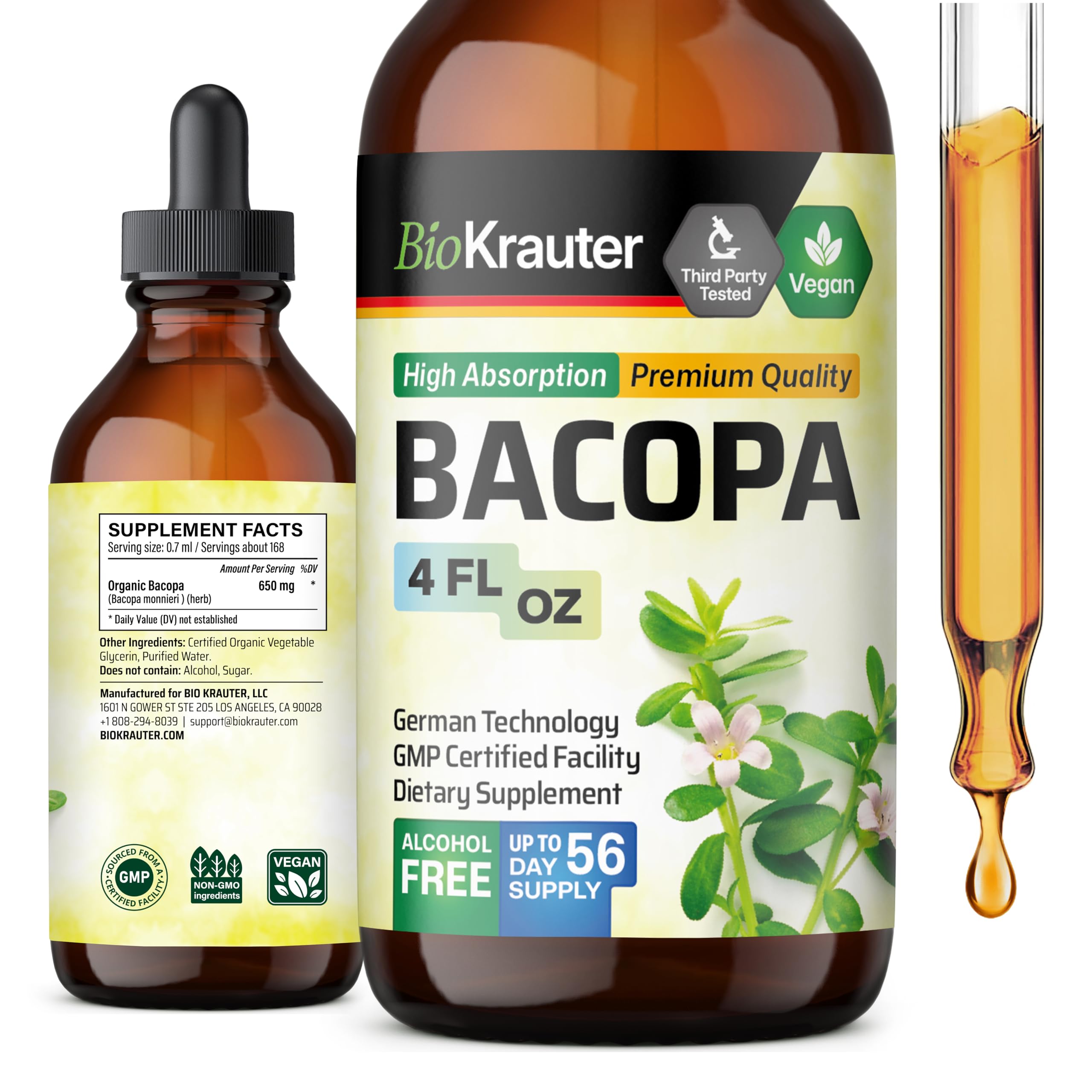 Amazon.com: BIO KRAUTER Bacopa Monnieri Supplement Liquid - Brain ...