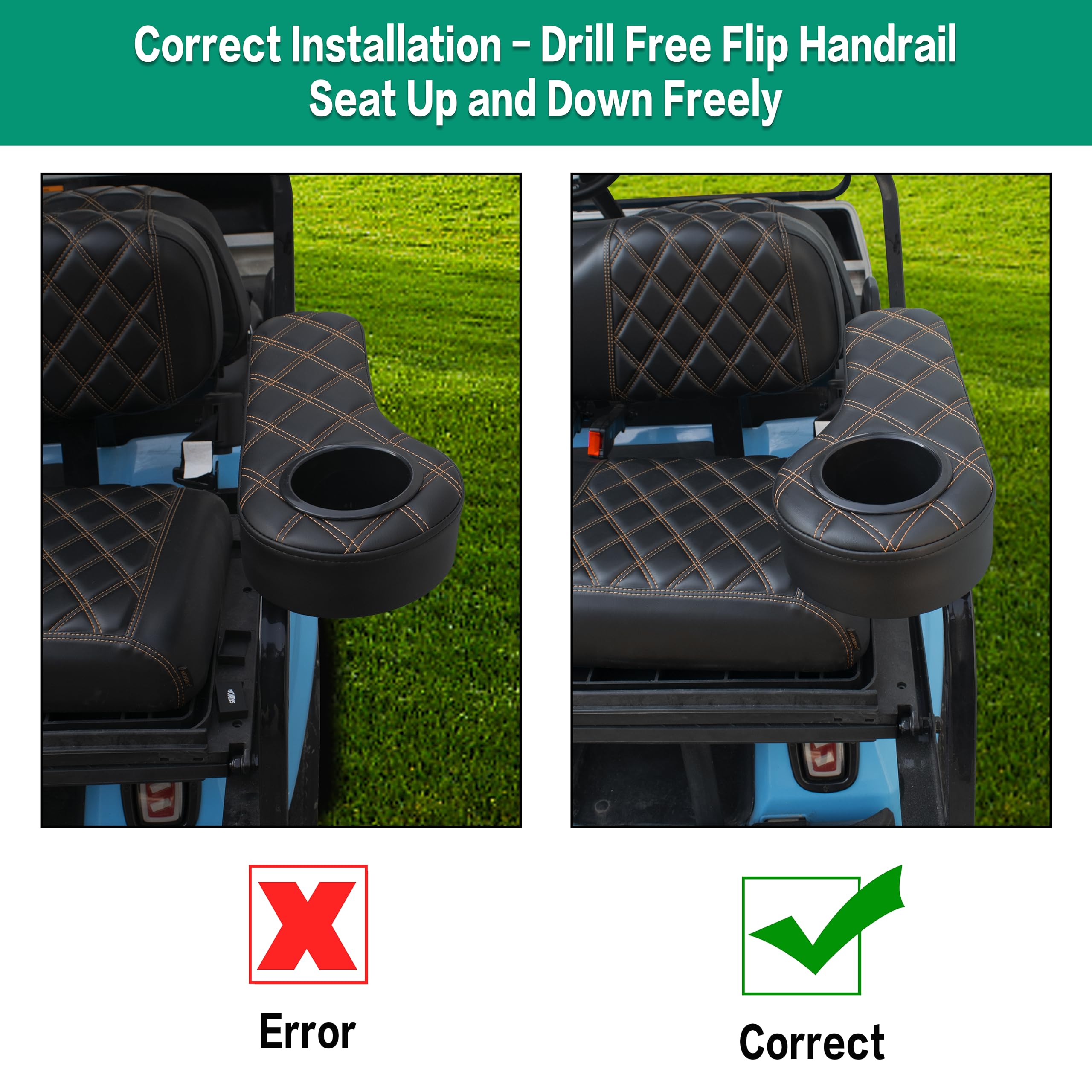Snapklik.com : NOKINS Golf Cart Armrest, No Drilling Required, Flip ...