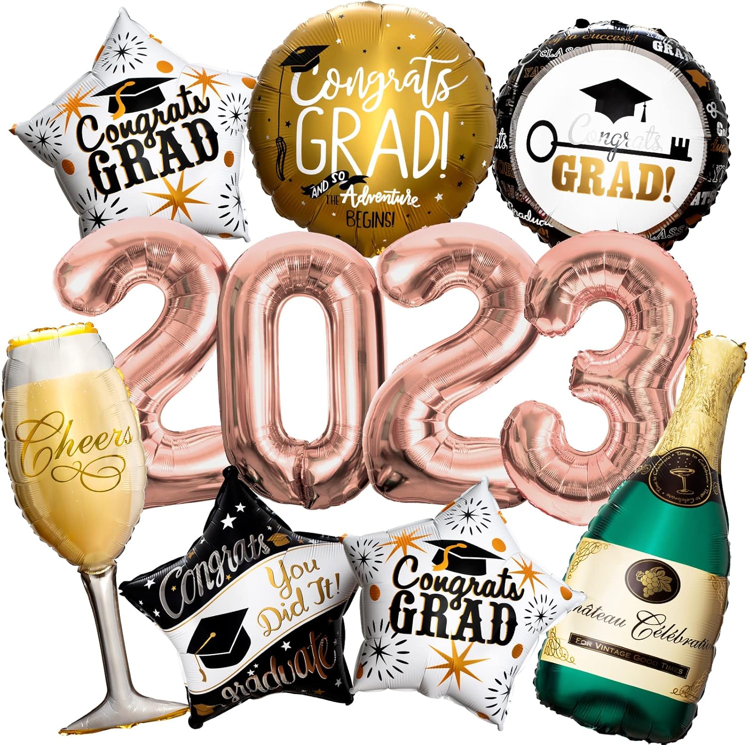 Amazon.com: Graduation Decorations 2023, 10 Pcs Foil Balloon Graduation ...