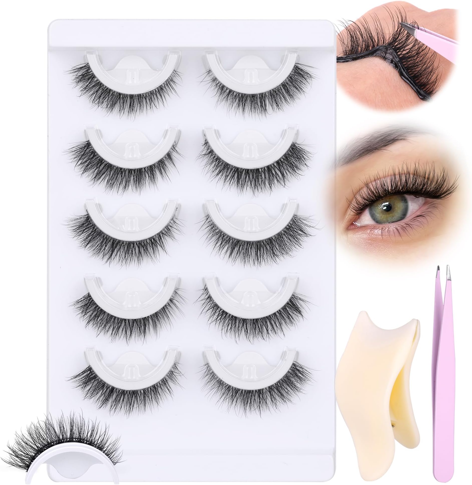 Amazon.com: Lvmixwig Self Adhesive Eyelashes No Glue Needed False ...