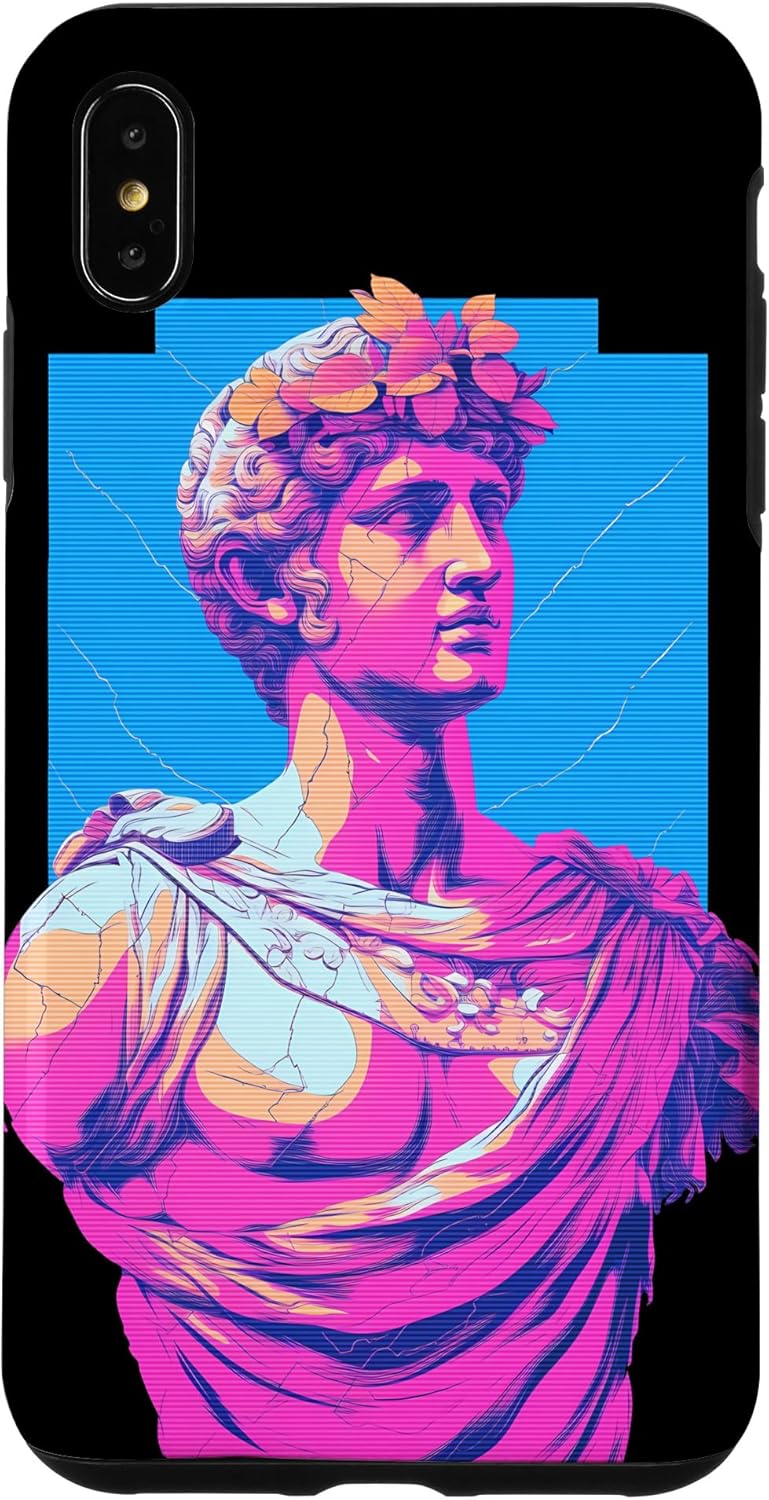 Amazon.com: iPhone XS Max Vaporwave Aesthetic Greek God Retrowave Synthwave Graphic Case : Cell ...