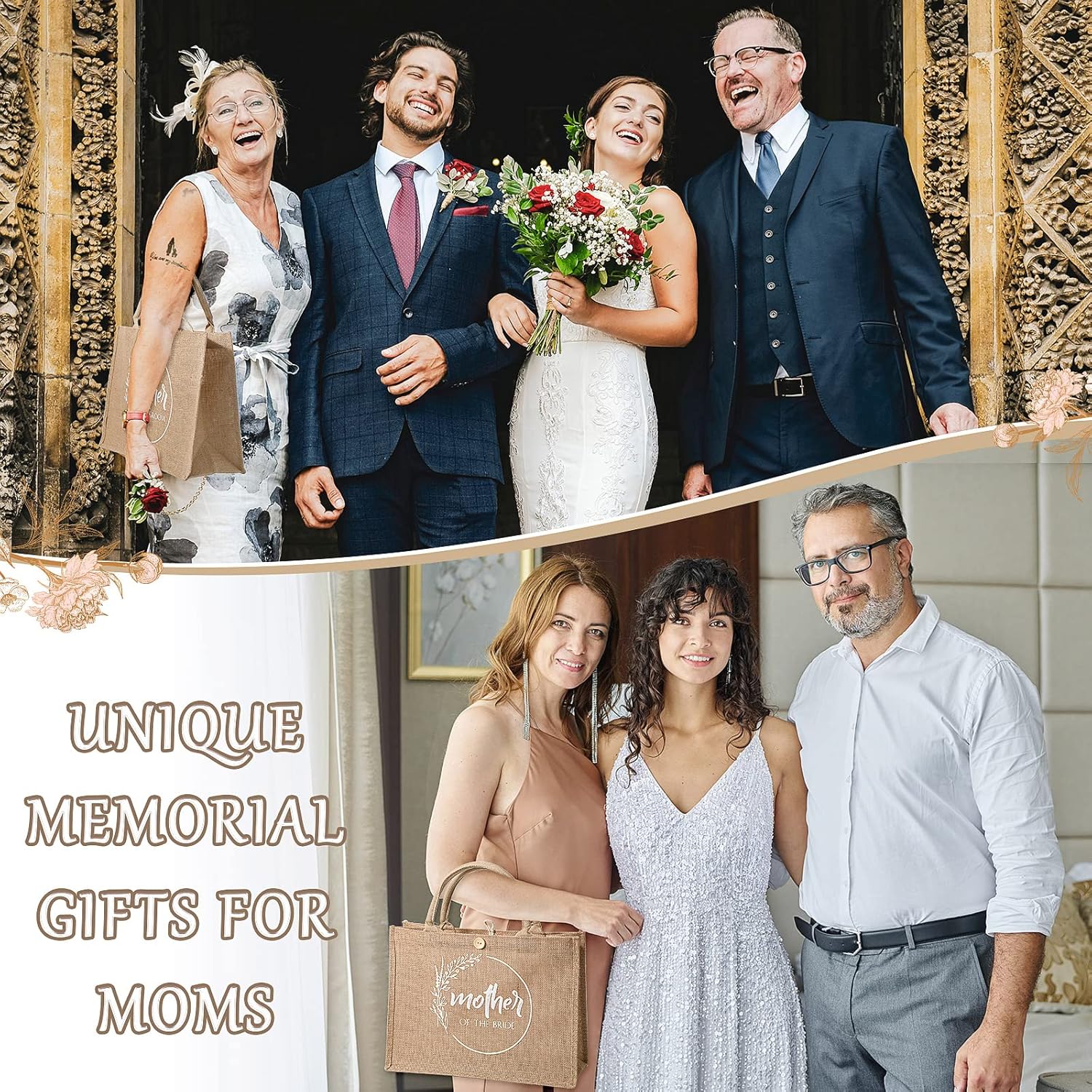 Amazon.com: Coume 2 Pcs Mother of the Bride and the Groom Bags Wedding ...