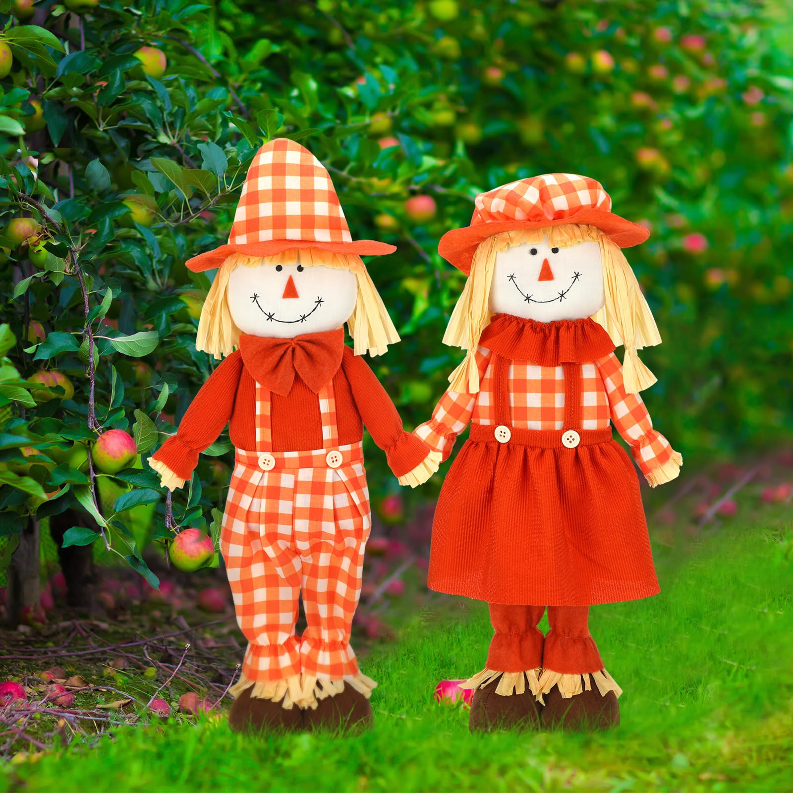 20 Inches Height Thanksgiving Scarecrow Standing Fall Scarecrow Boy and ...