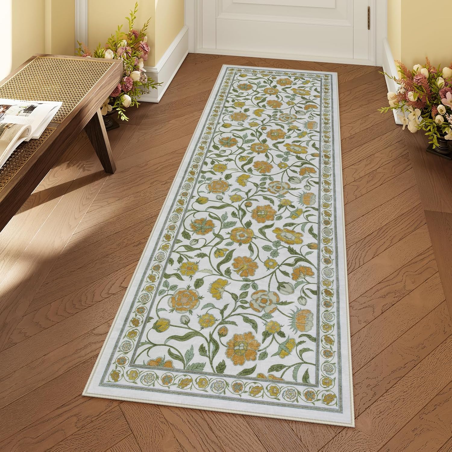 Amazon.com: Moynesa Floral Washable Kitchen Runner Rug, 2x6 Ultra-Thin ...