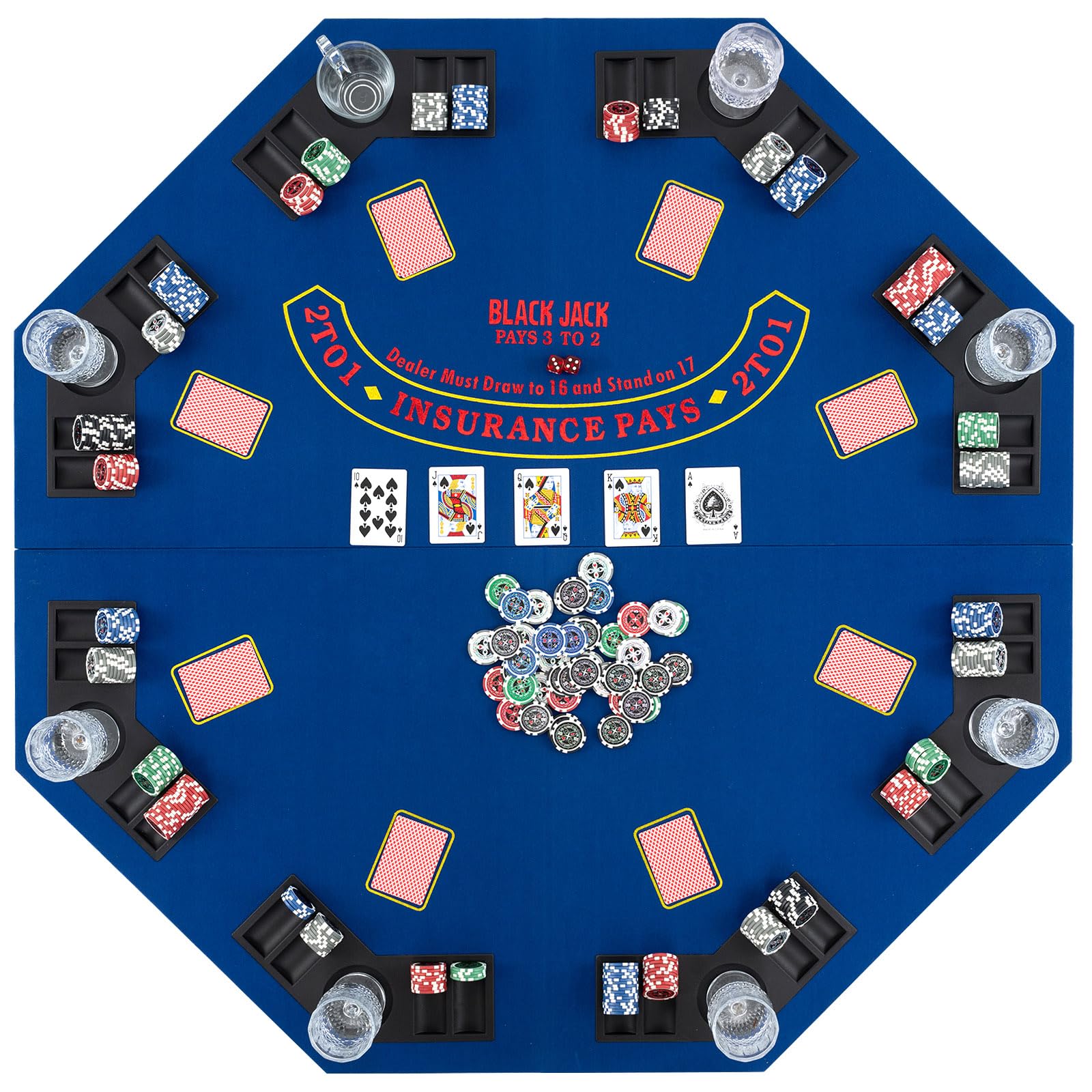 Amazon.com: Giantex 48" Poker Table Top - 8 Player Foldable Texas ...