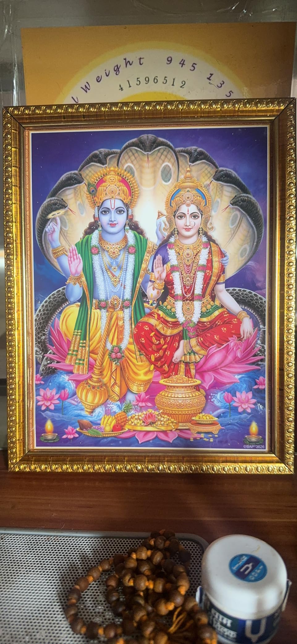 Vishnu Laxmi/Lakshmi Vishnu Sitting On Sheshnag Photo Frame With Glossy ...