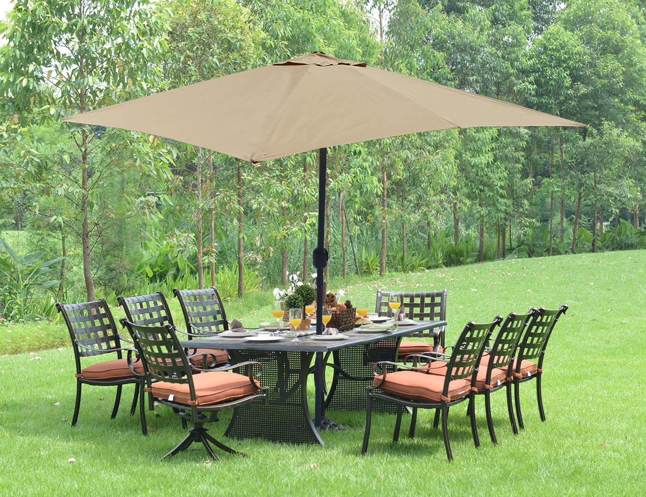 6.5x10 ft Rectangular Patio Umbrella, Outdoor Market Table Umbrella ...