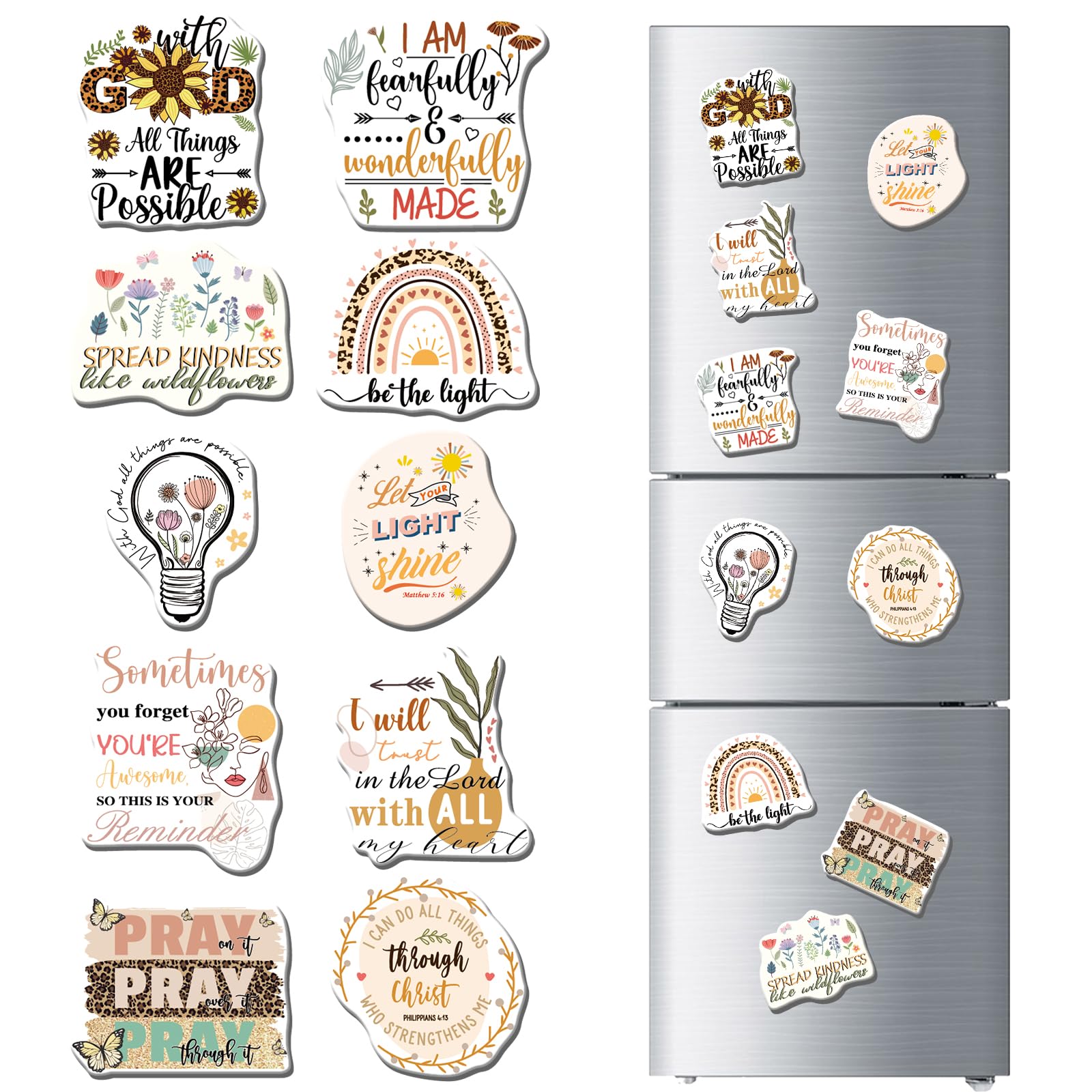 Amazon.com: Boho Bible Verse Refrigerator Magnets - Thrist 10PCS ...