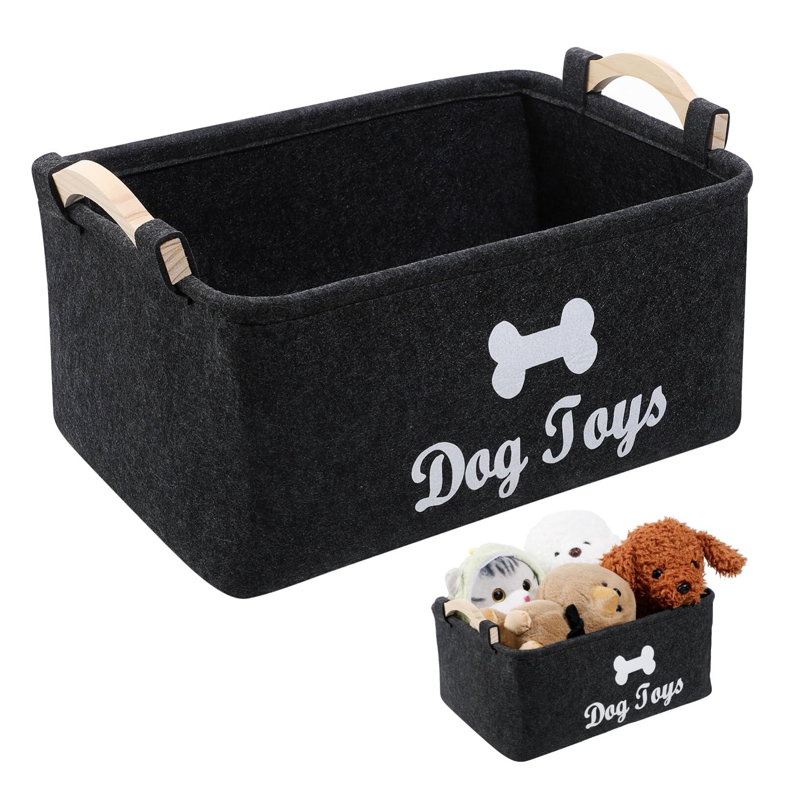 iplusmile Felt Dog Toys Storage Bins with Handle, Pet Toy Box Chest ...