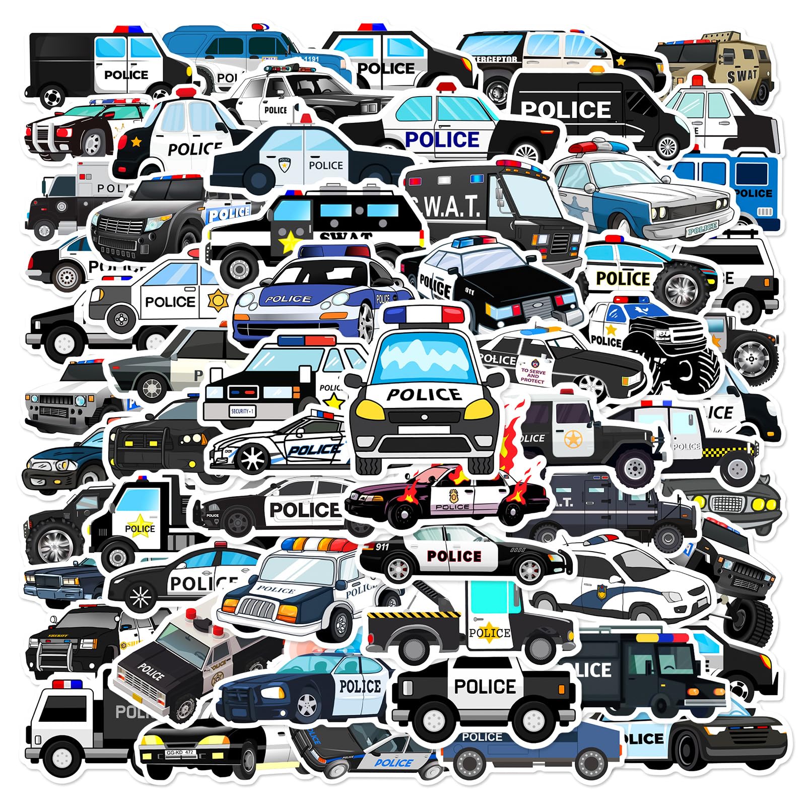 Amazon.com: Generic 50 PCS Police Car Stickers Sports car Racing ...