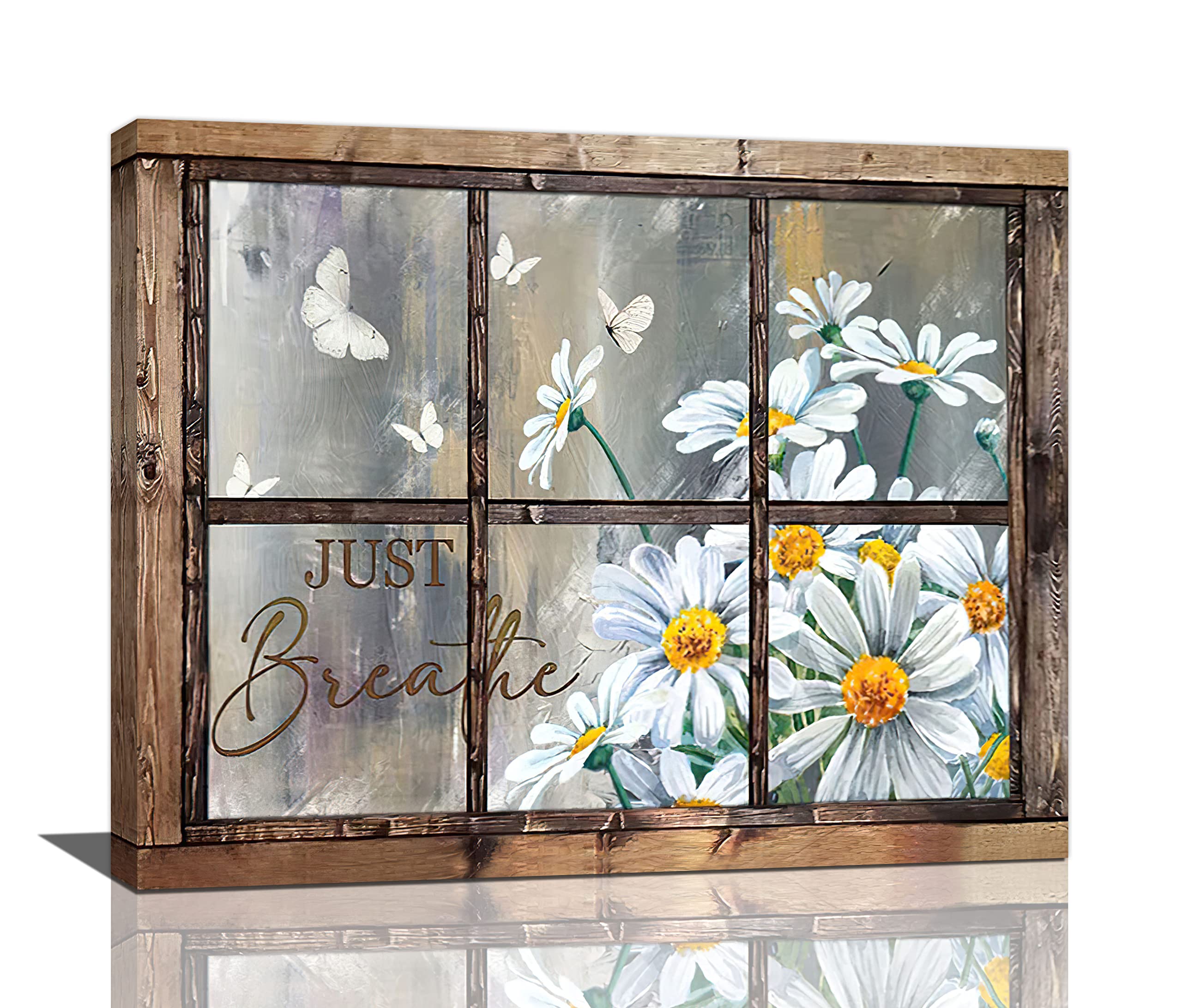 Amazon.com: Daisy Wall Decor Rustic Flower Wall Art Farmhouse Window ...