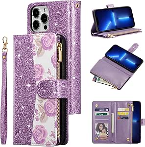 Amazon.com: UEEBAI Wallet Case for iPhone 15 Pro Max, PU Leather Case Magnetic Closure Handbag ...