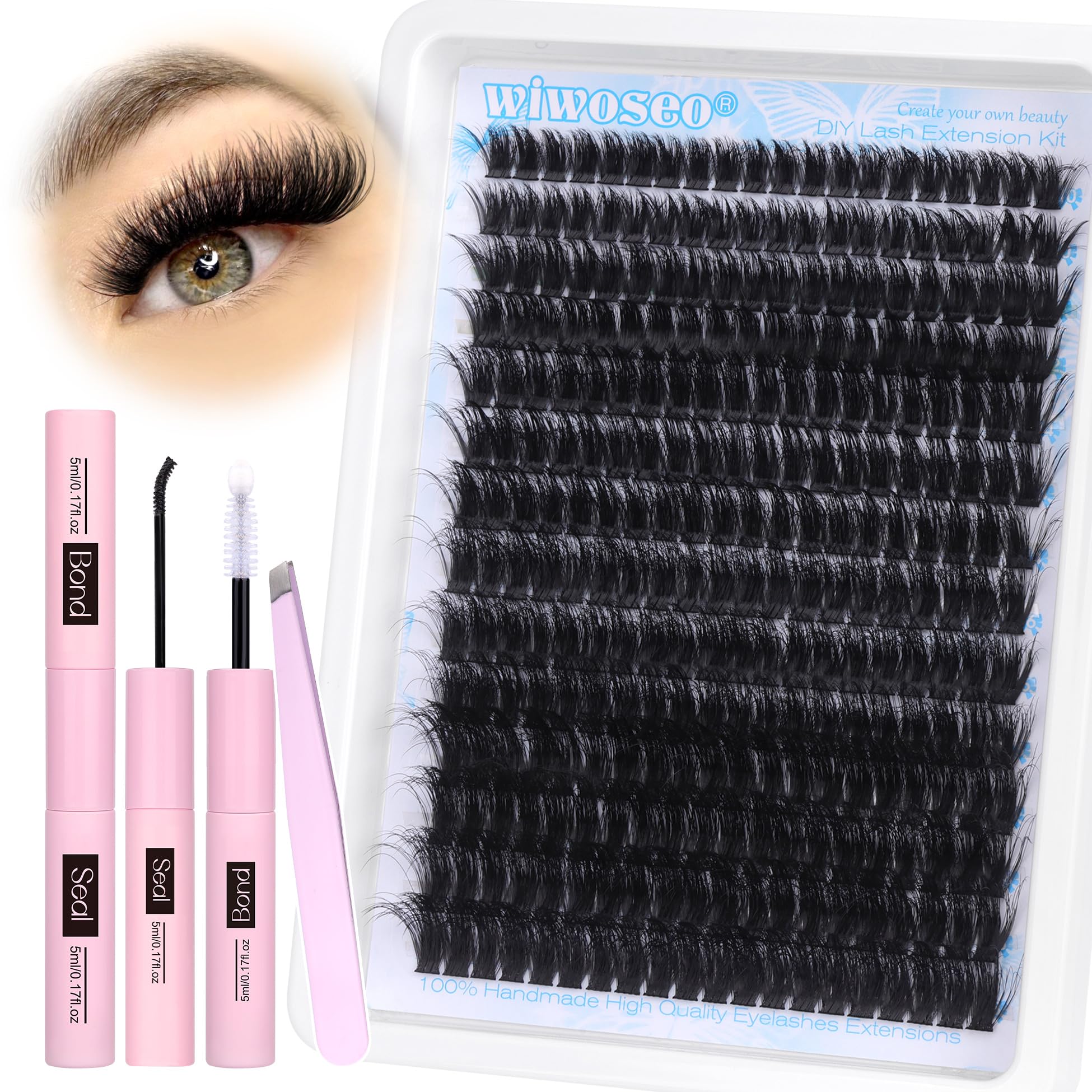 Amazon.com: wiwoseo Fluffy Lash Clusters Kit 100D Lash Extension Kit ...