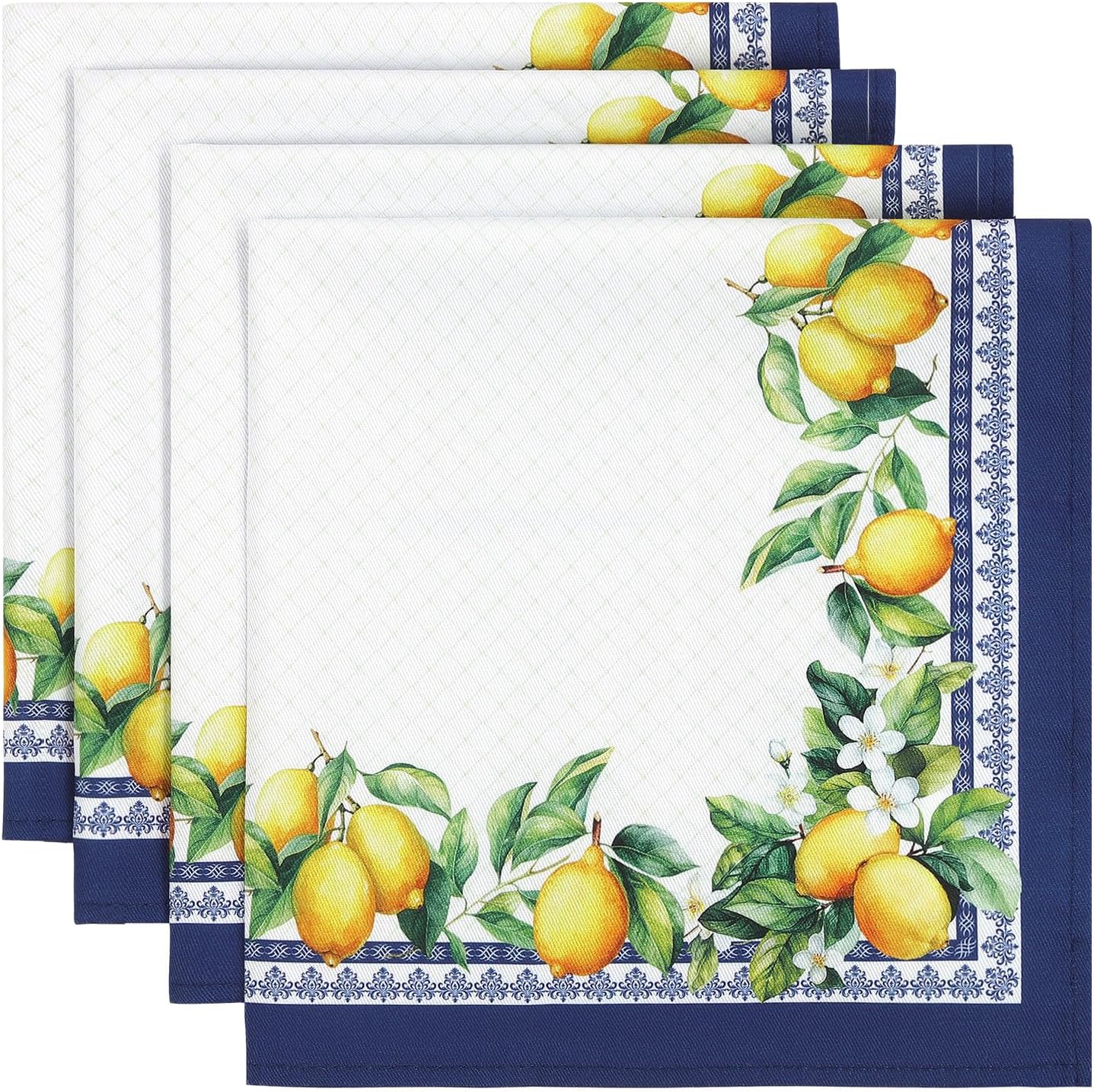 Amazon.com: Cloth Napkins 4pcs Watercolor Lemon Pattern Dinner Table ...