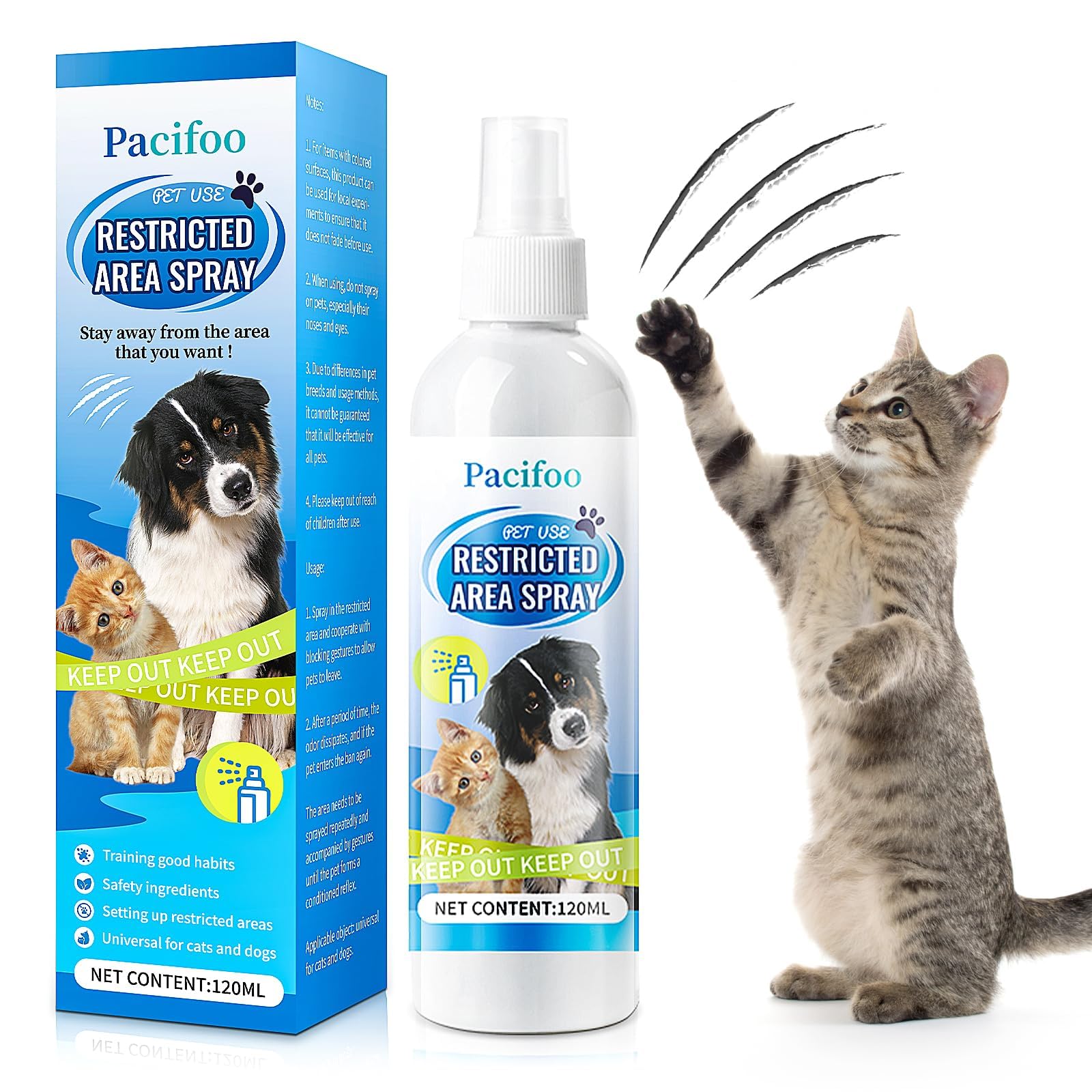 Amazon.com : Pacifoo Cat Deterrent Spray, 120ML Cat Repellent Indoor ...