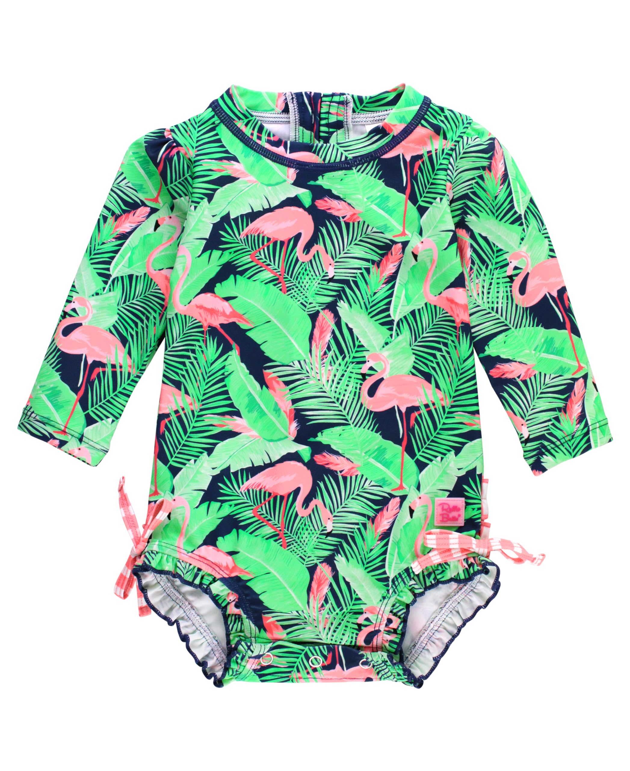 Snapklik.com : RuffleButts Flamingo Frenzy Long Sleeve One Piece Rash Guard