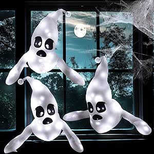 Amazon.com: Meooeck 3 Pcs Halloween Lighted Window Crasher Ghosts Hanging Ghosts Cute Stuffed ...