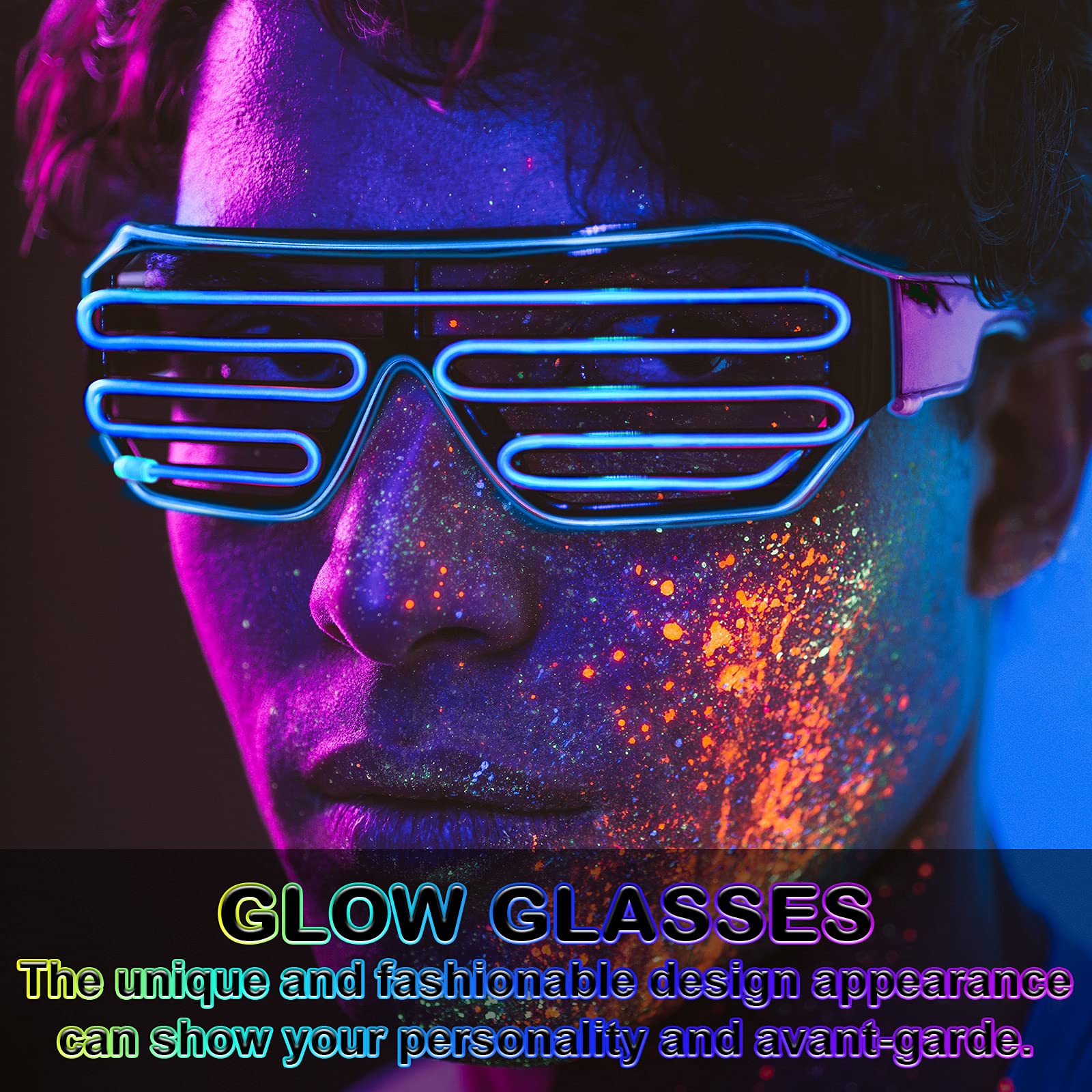 Snapklik.com : 4 Pairs Shutter Wire Neon Rave Glasses Light Up Led ...