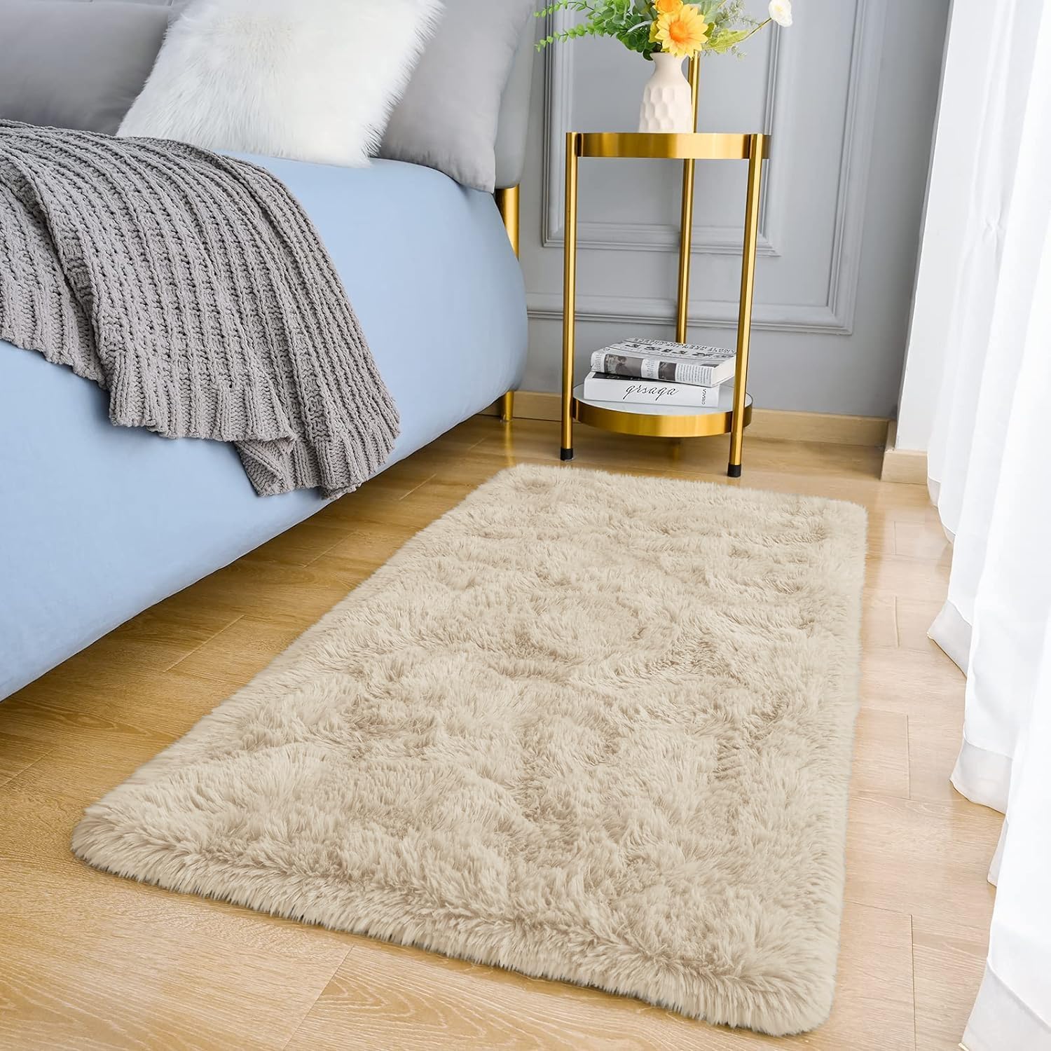 MOONLIGHT20015 Rugs Living Room – Cream Area Rugs for Bedroom Non Slip ...