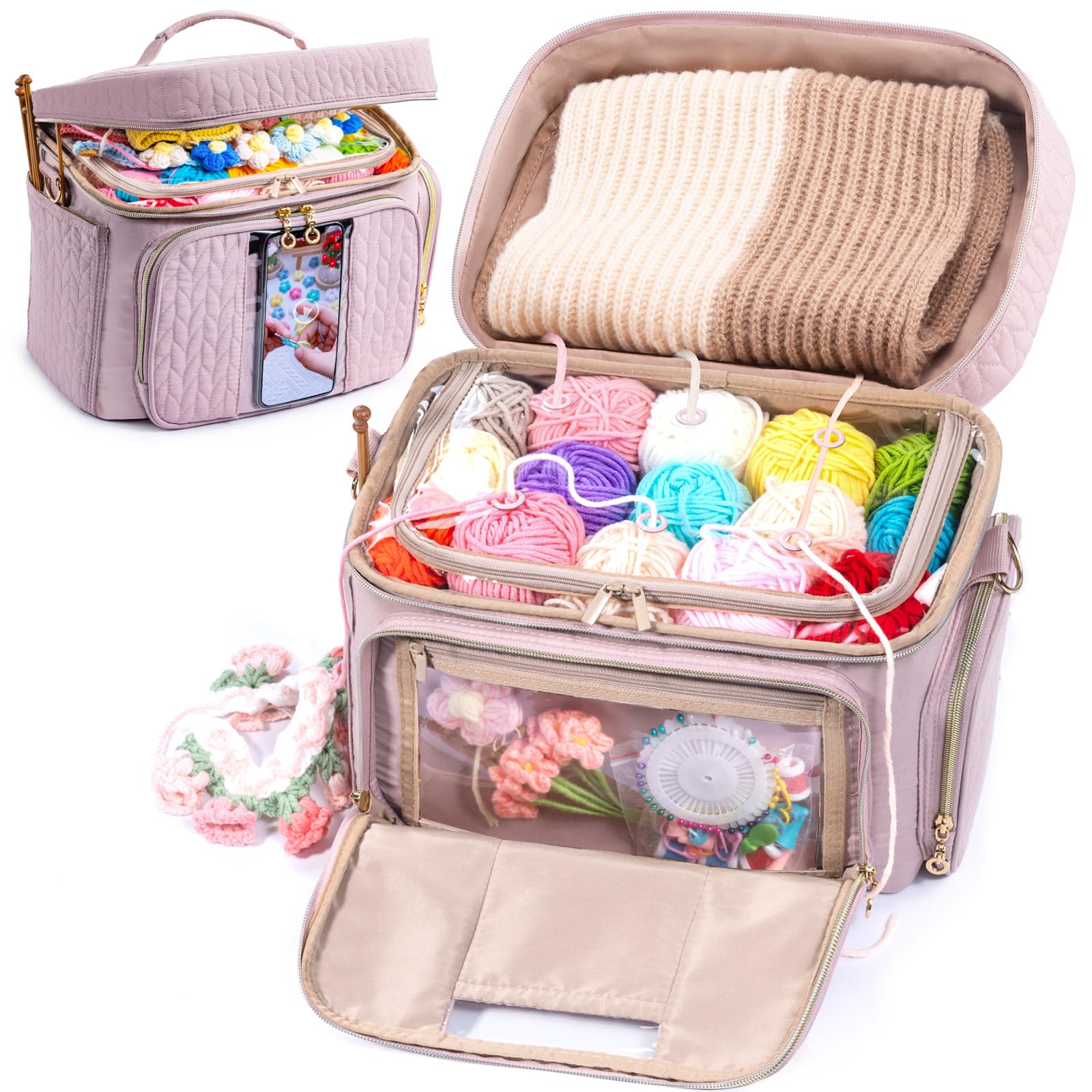 Amazon.com: MYBAGZING Crochet Bag Organizer - Yarn Bags for Crocheting ...