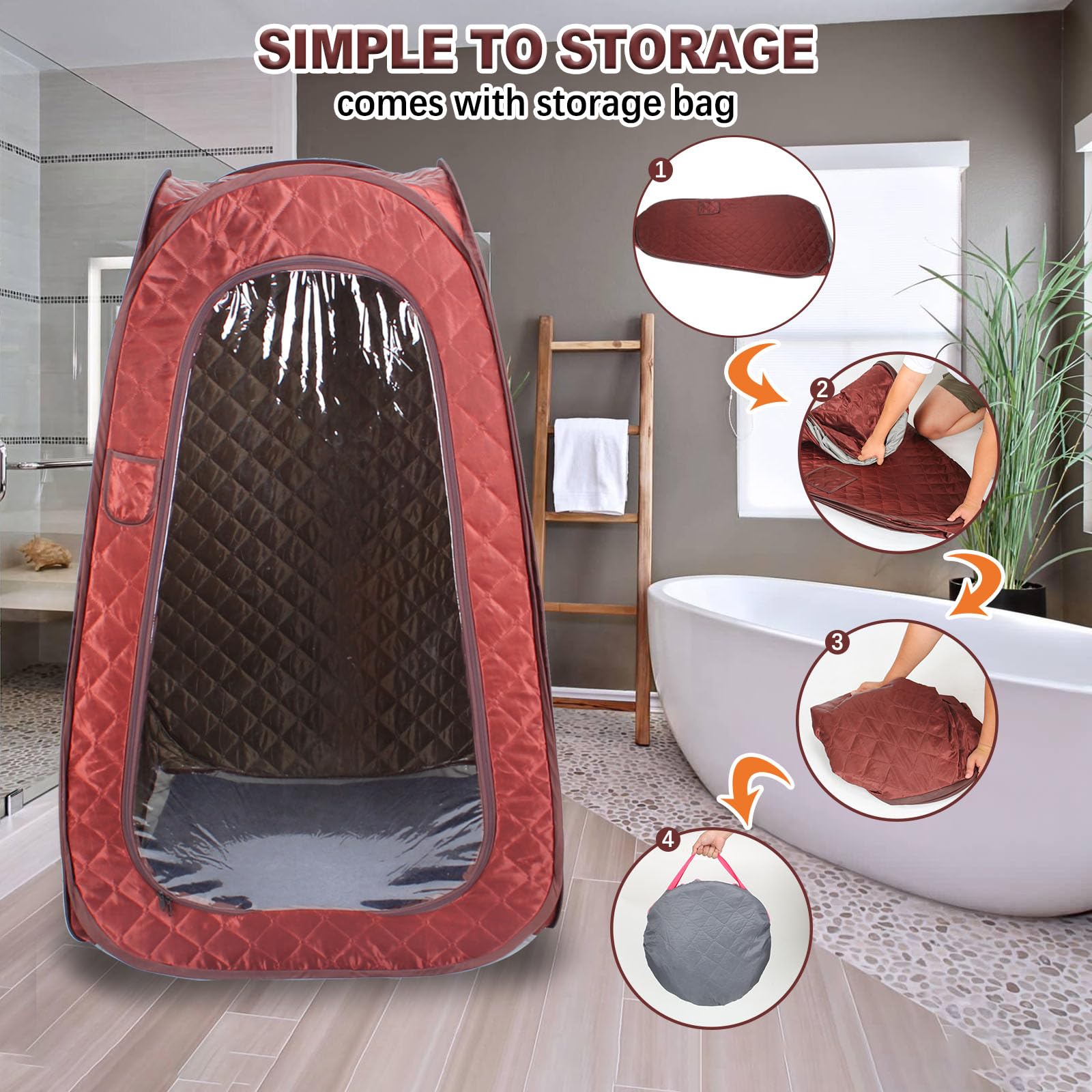 Karpevta Full Size Sauna Tent,Portable Steam Sauna,2.5L 1000W Steam ...