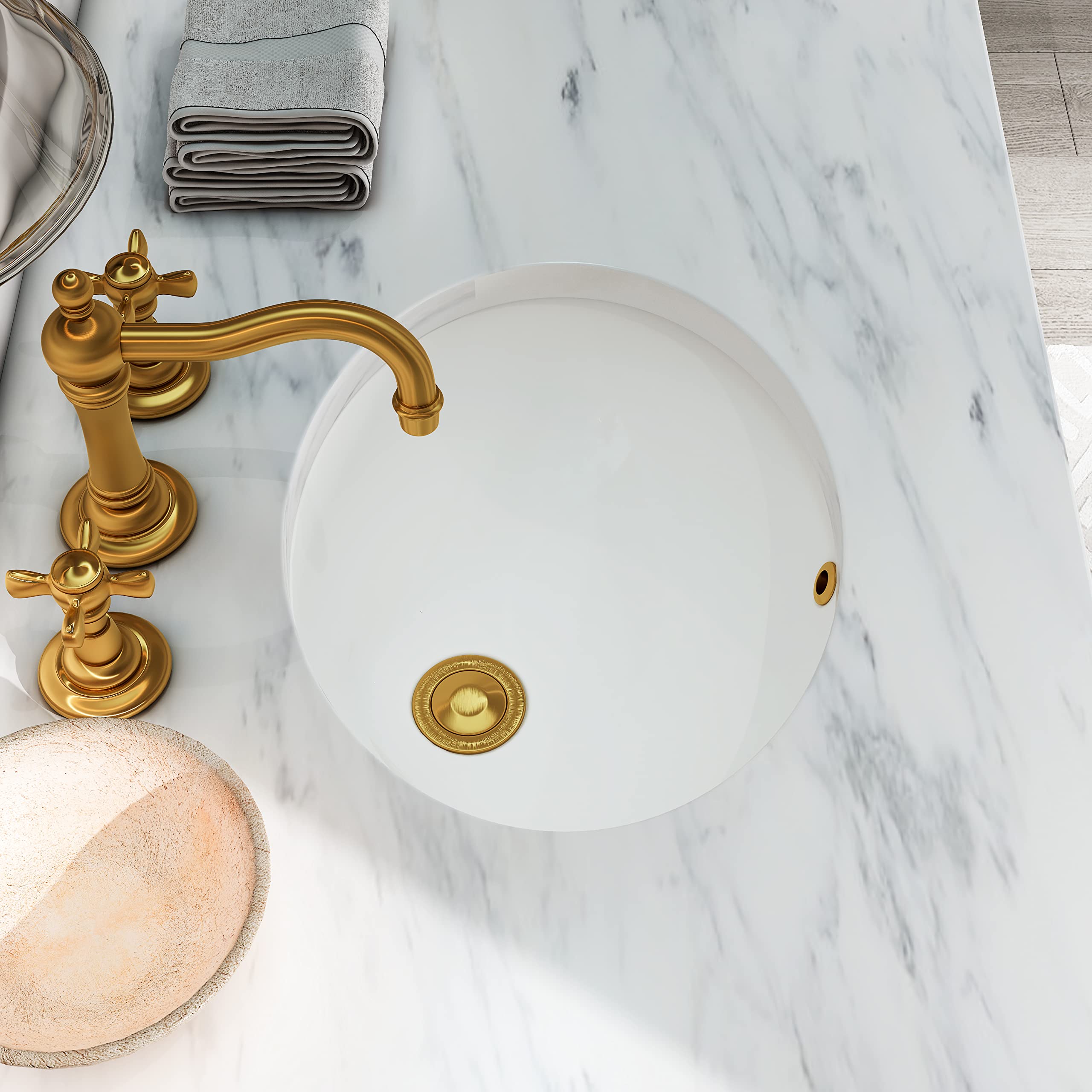 16.5 x13 inch Undermount Oval Bathroom Sink Sloped Bowl with Overflow ...