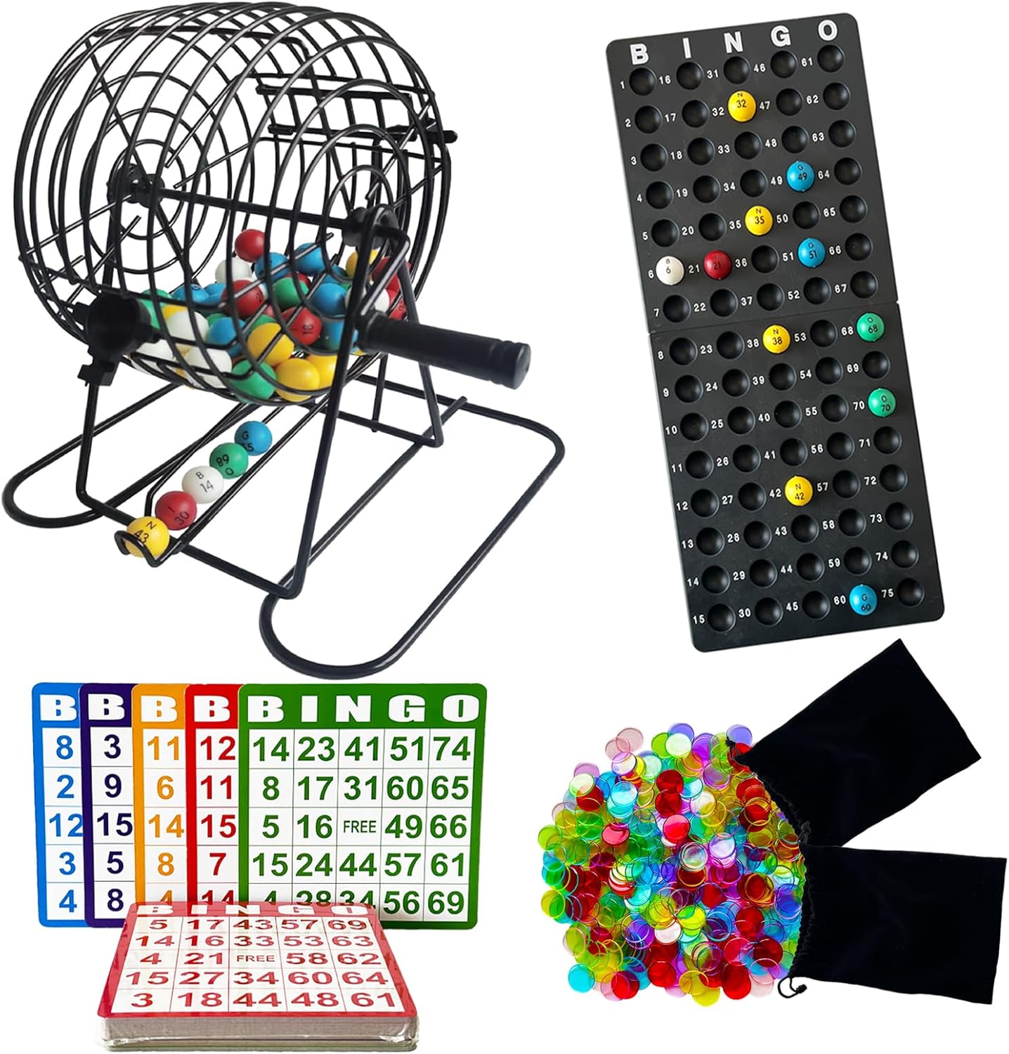 Amazon.com: SEETOOOGAMES Deluxe Bingo Game Set - 8 Inch Metal Cage, 50 ...