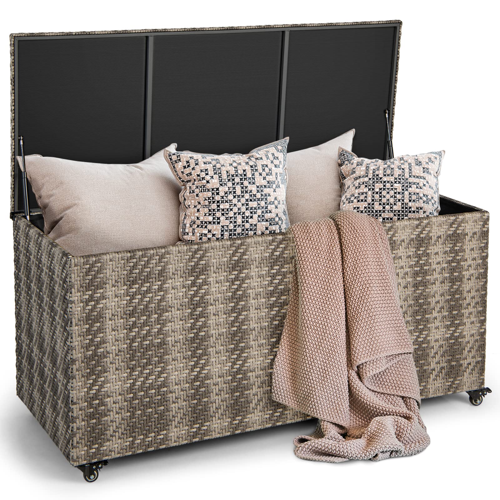 Amazon.com: Giantex 96-Gallon Outdoor Storage Box - PE Wicker Deck Box ...