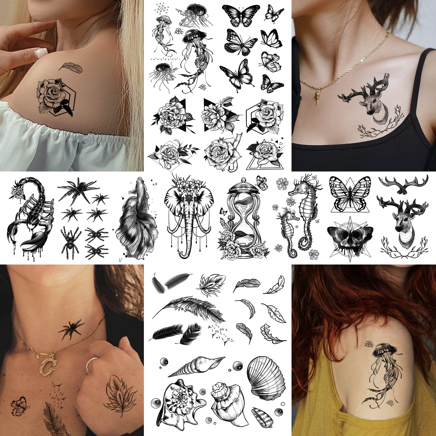 Fake Female Tattoos Girl Power Tätowierungen A5 Bogen I Fake